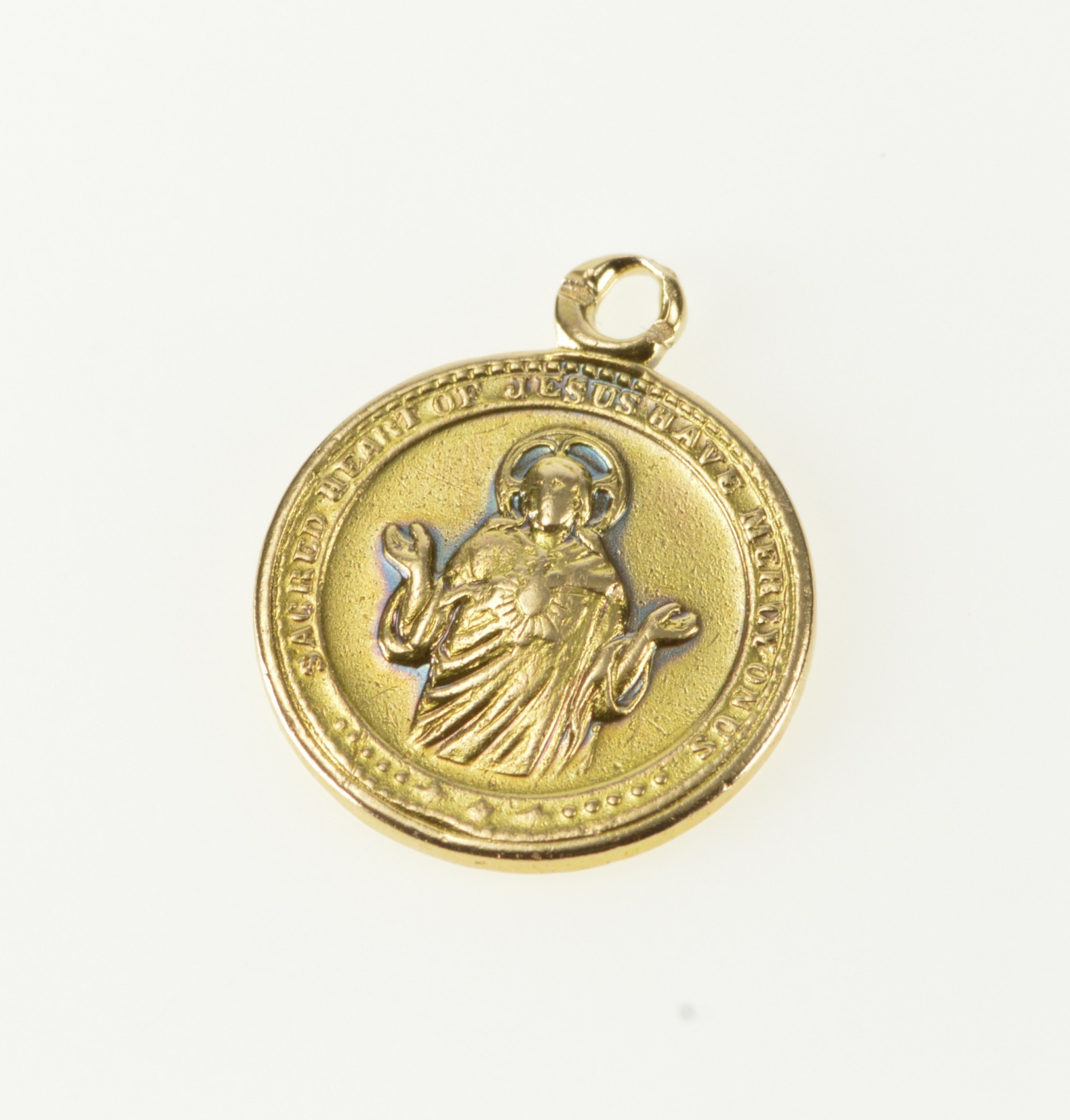 10K Catholic Religious Symbol Round Yellow Gold Charm/Pendant ...