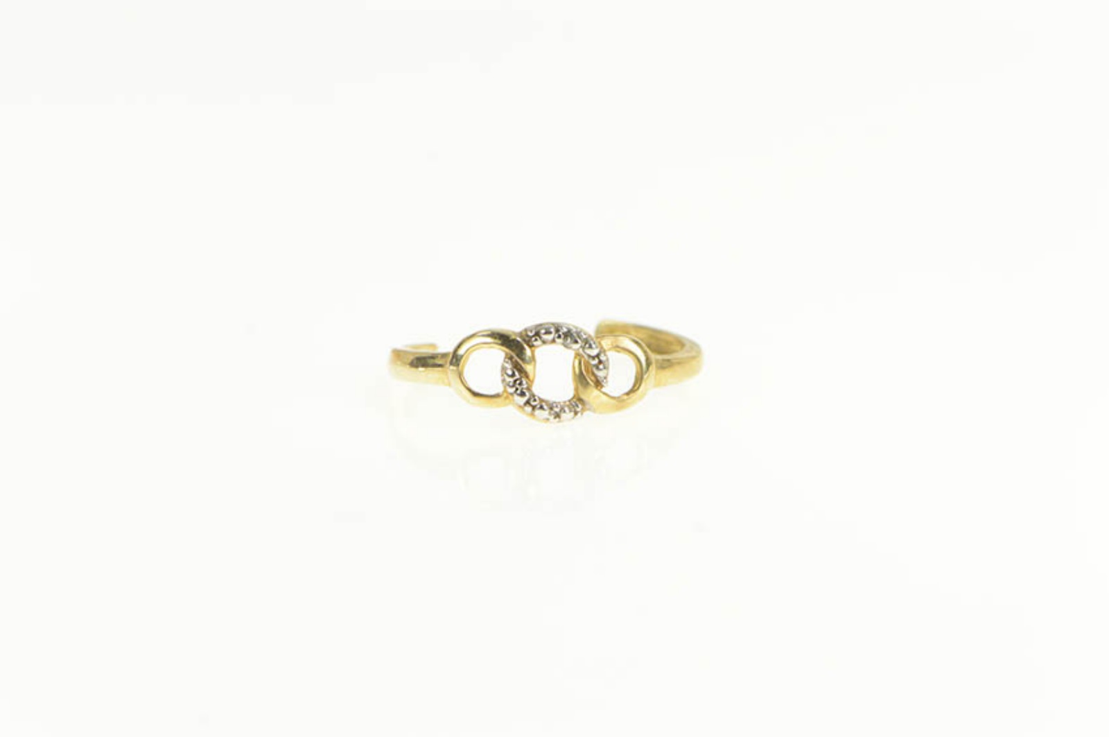 10K Chain Link Pattern Diamond Accent Toe Yellow Gold Ring, Size 3.25 ...