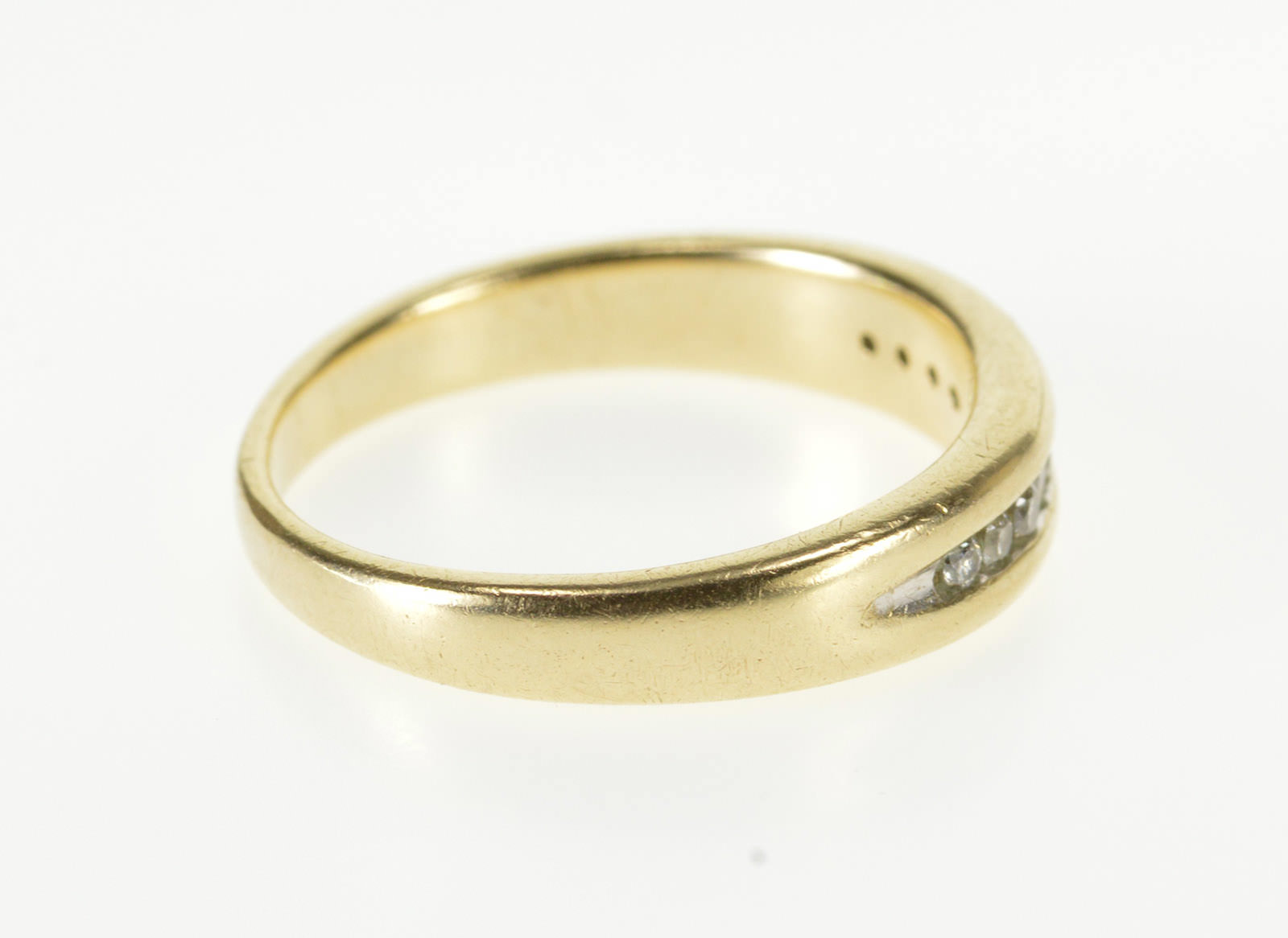 10K Channel Inset Diamond Wedding Band Yellow Gold Ring, Size 7.75 ...