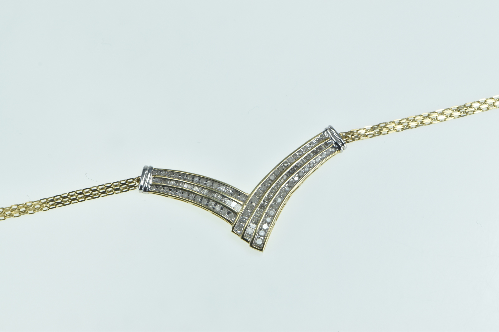 10K Chevron Diamond Classic Flat Box Chain Link Yellow Gold Necklace 17 ...