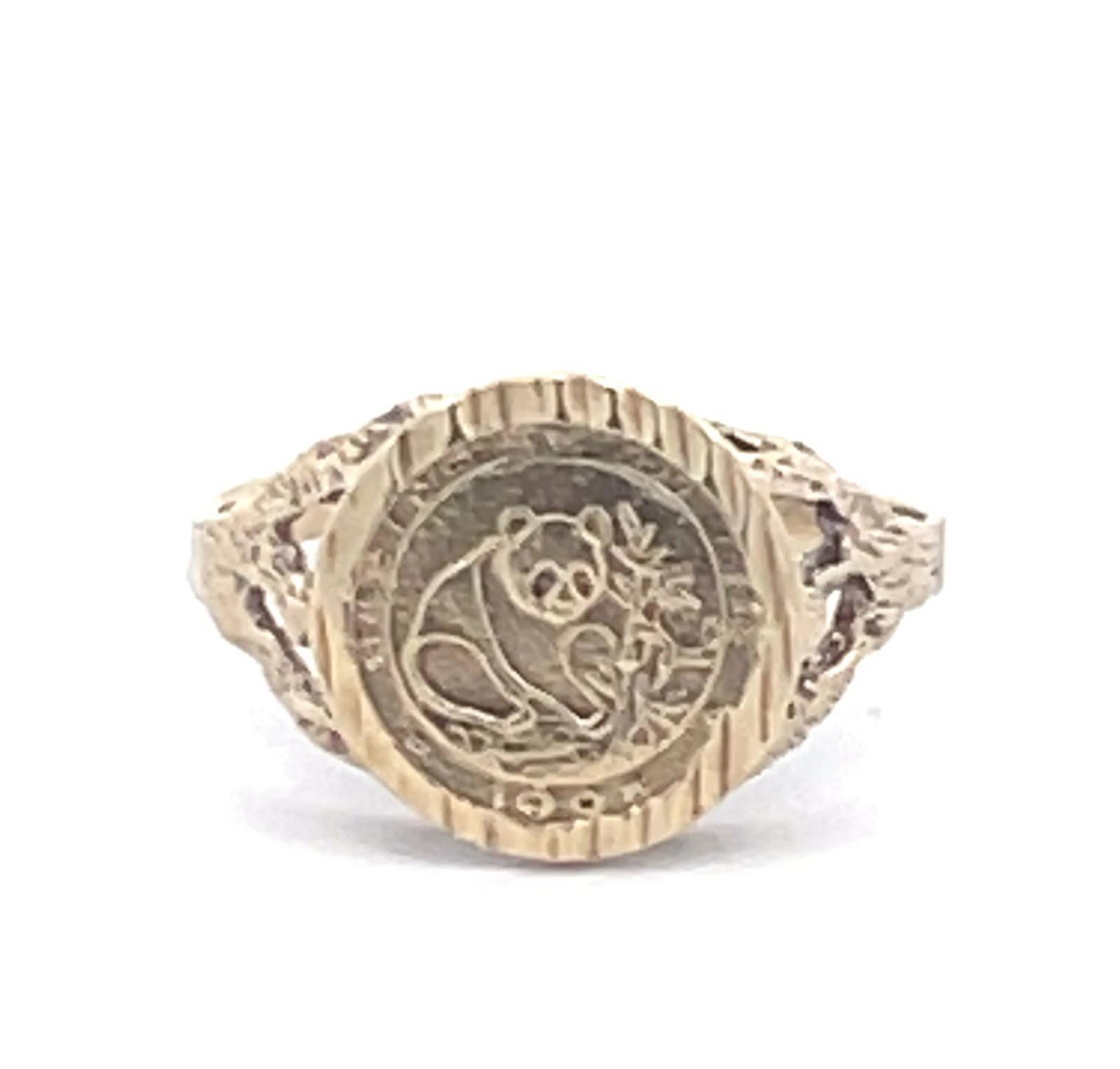 10K Chinese Panda Coin Tribute Vintage Yellow Gold Ring, Size 6.5 ...
