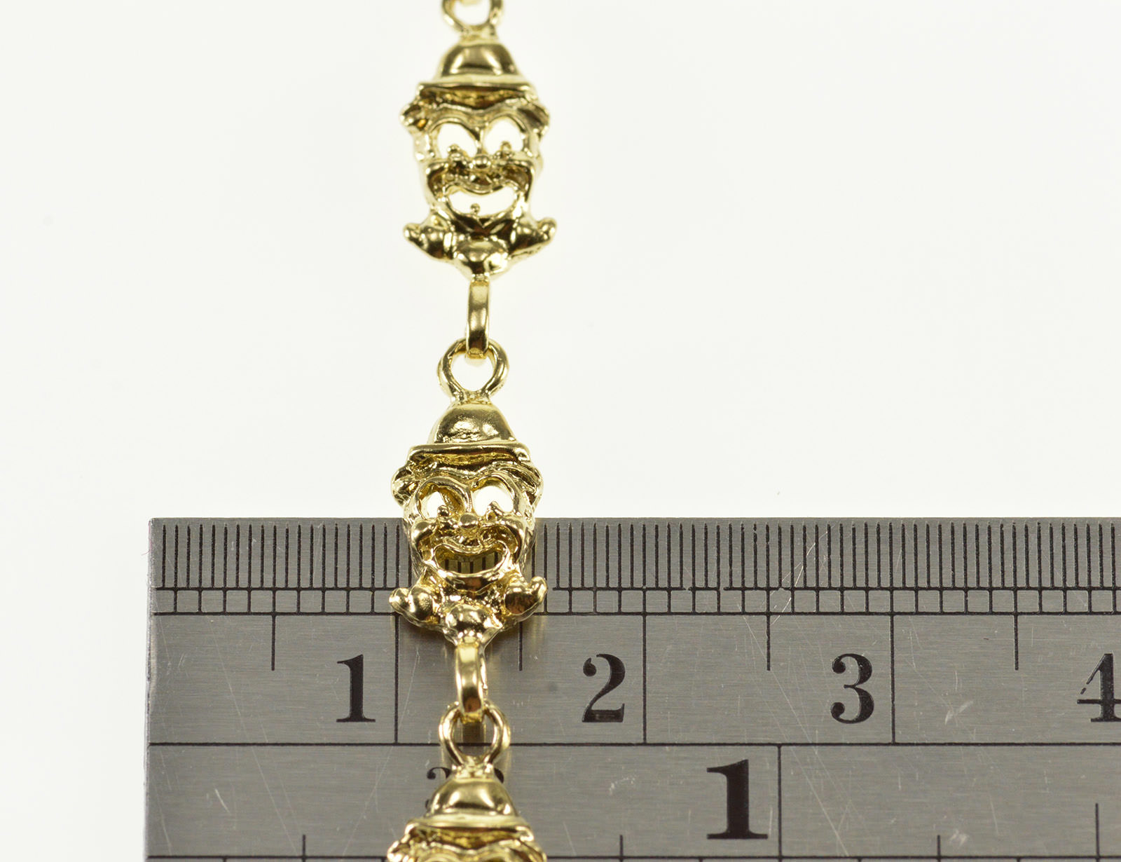 10K Clown Face Cut Out Link Circus Chain Yellow Gold Bracelet 6.75 ...