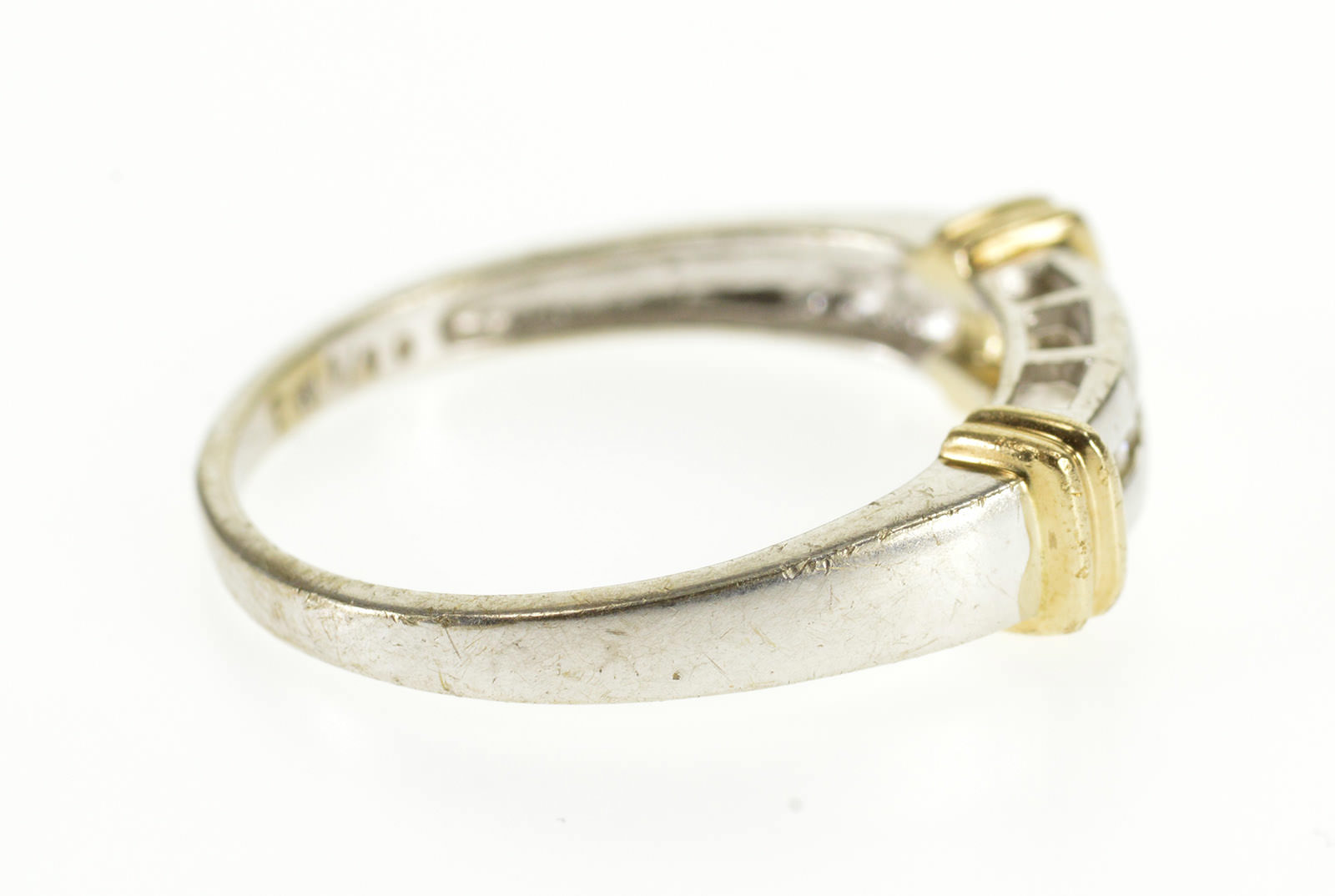 10K Diamond Channel Inset Two Tone Men's Wedding Yellow Gold Ring, Size ...