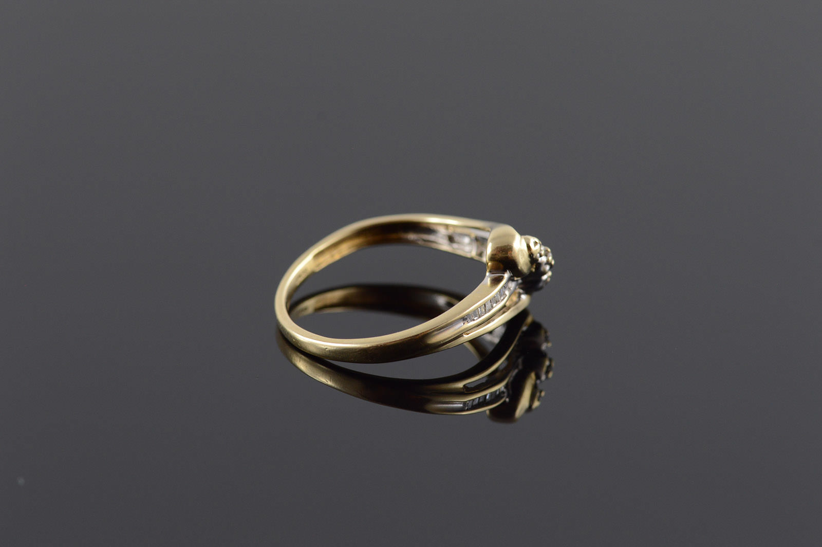 10K Diamond Channel Inset Wavy Tiered Band Yellow Gold Ring, Size 7 ...