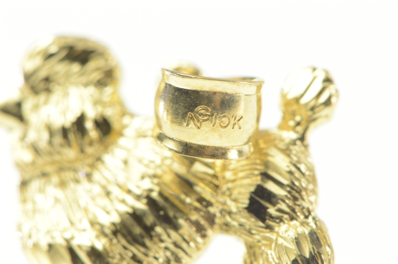 10K Diamond Cut Toy Poodle Dog Breed Yellow Gold Charm/Pendant ...