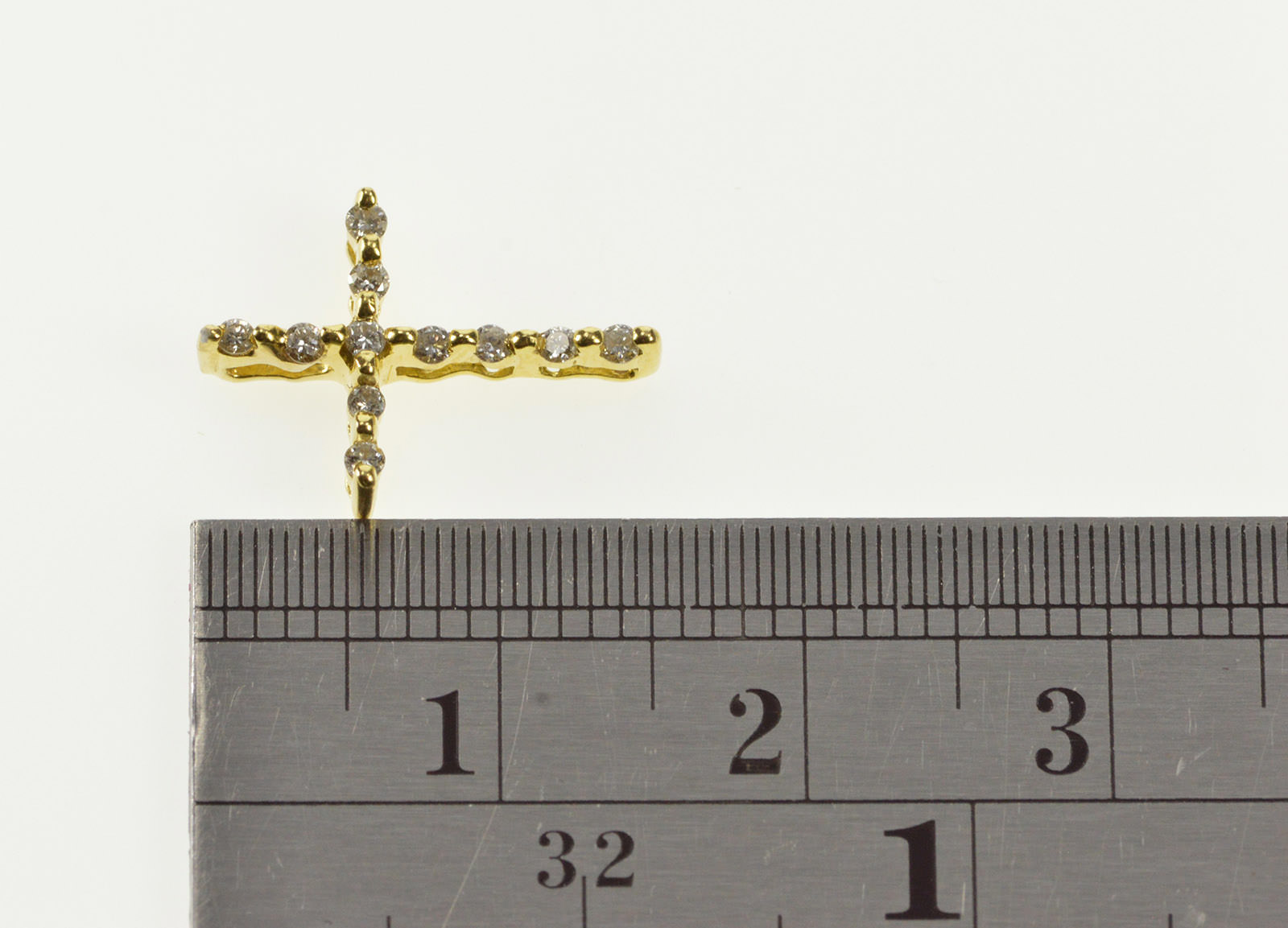 10K Diamond Encrusted Cross Christian Religious Yellow Gold Pendant ...