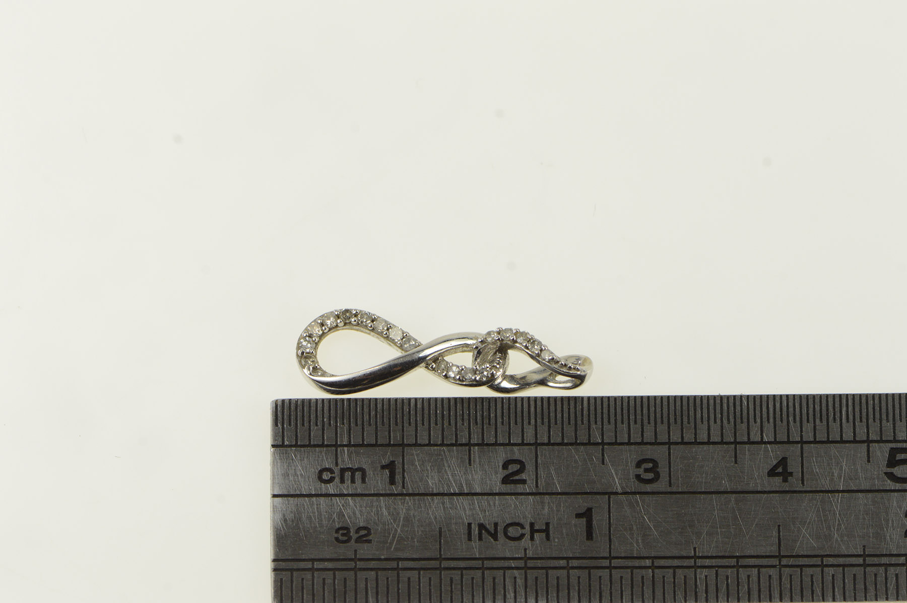 10K Diamond Infinity Loop Twist Drop White Gold Charm/Pendant ...