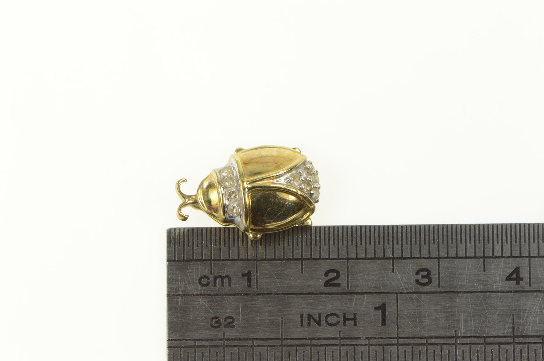 10K Diamond Inset Lady Bug Good Luck Symbol Yellow Gold Charm/Pendant ...