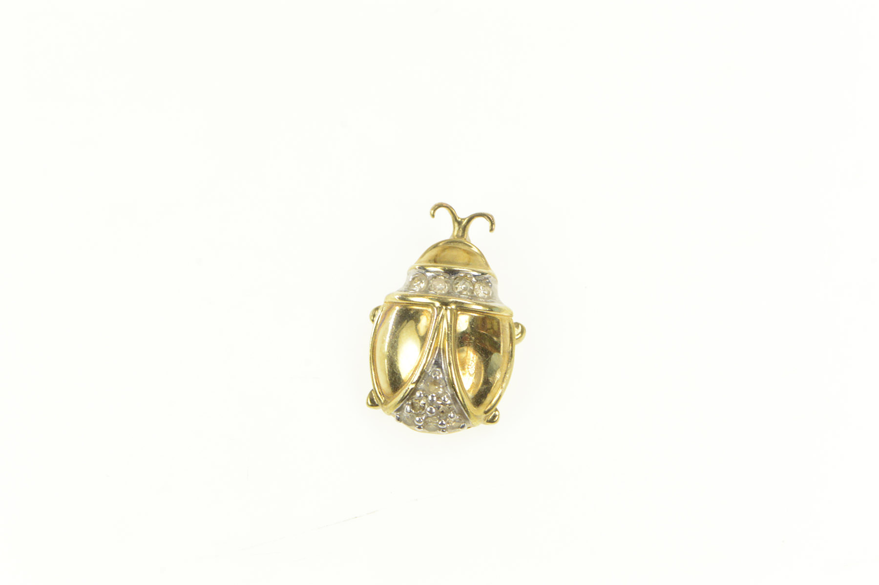10K Diamond Inset Lady Bug Good Luck Symbol Yellow Gold Charm/Pendant ...