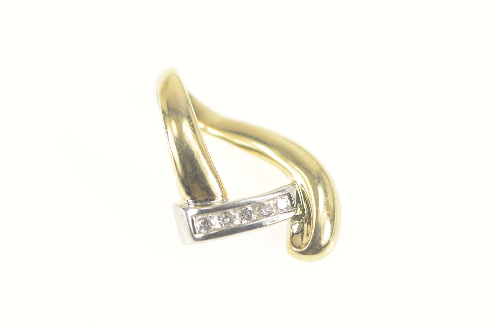 10K Diamond Inset Statement Loop Ribbon Yellow Gold Pendant | Property Room