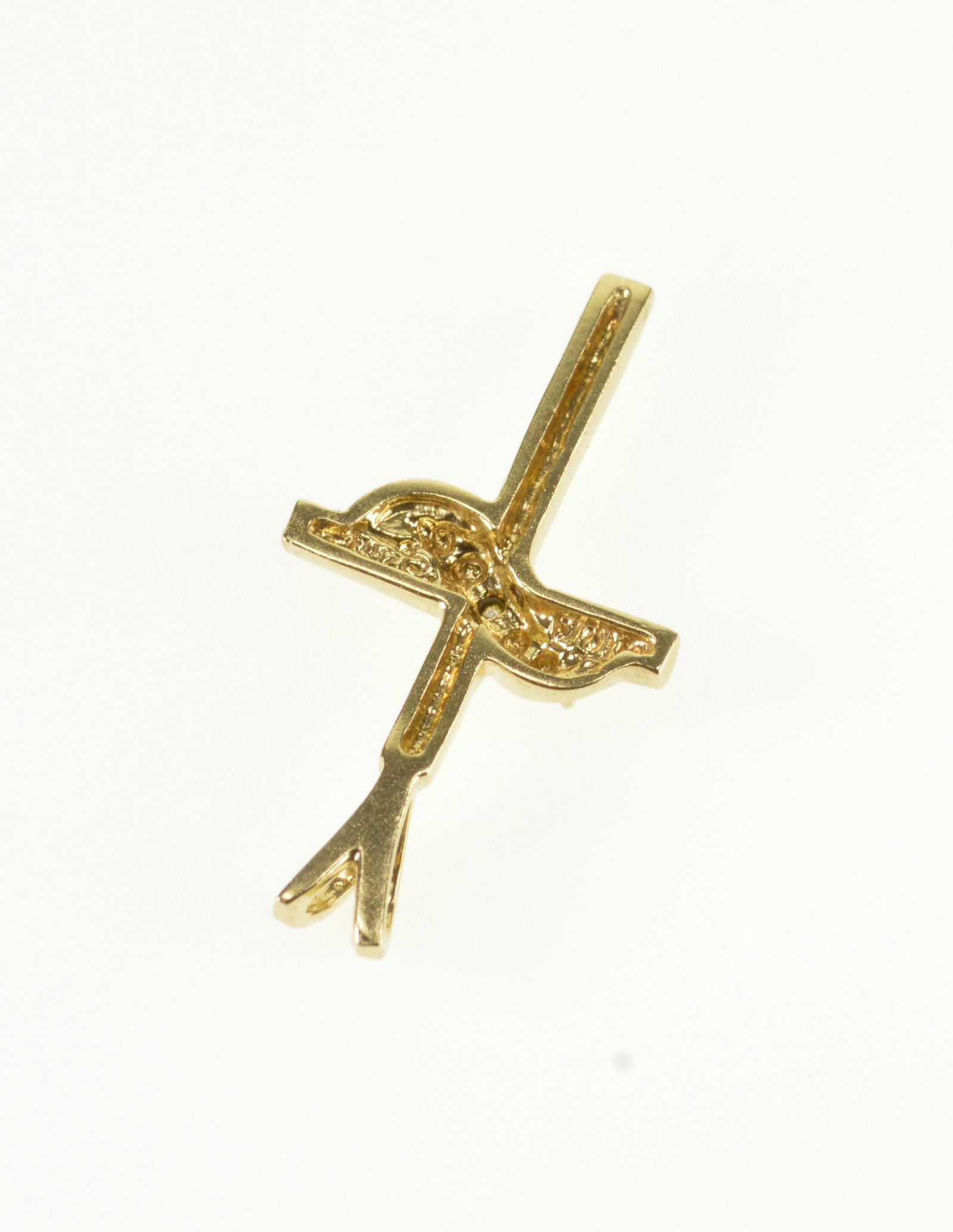 10K Diamond Inset Wavy Cross Christian Symbol Yellow Gold Charm/Pendant ...