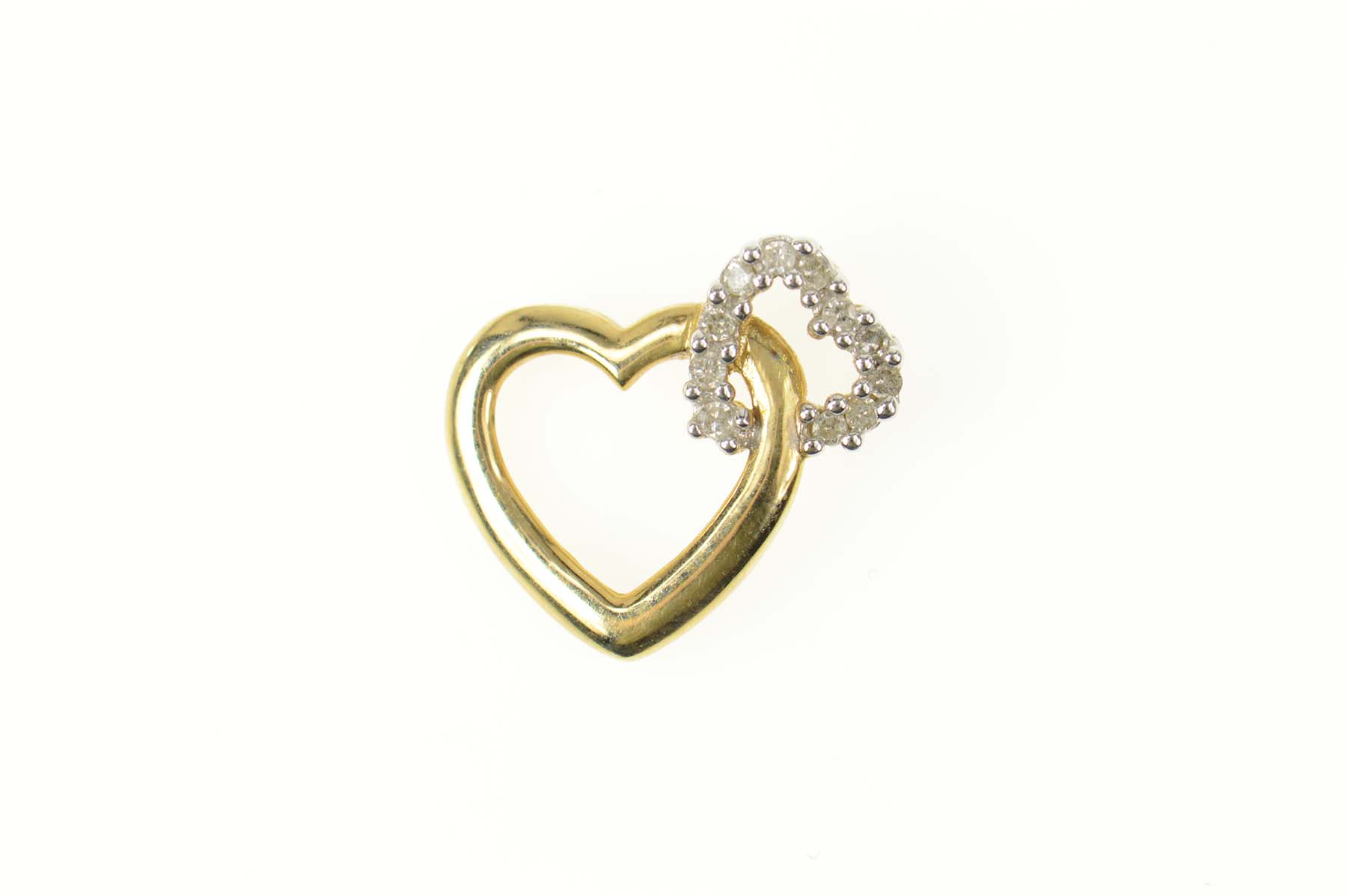 10K Diamond Interlocking Heart Love Symbol Yellow Gold Pendant ...