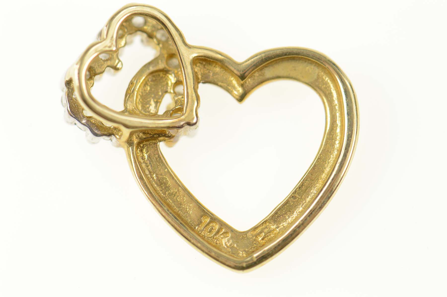 10K Diamond Interlocking Heart Love Symbol Yellow Gold Pendant ...