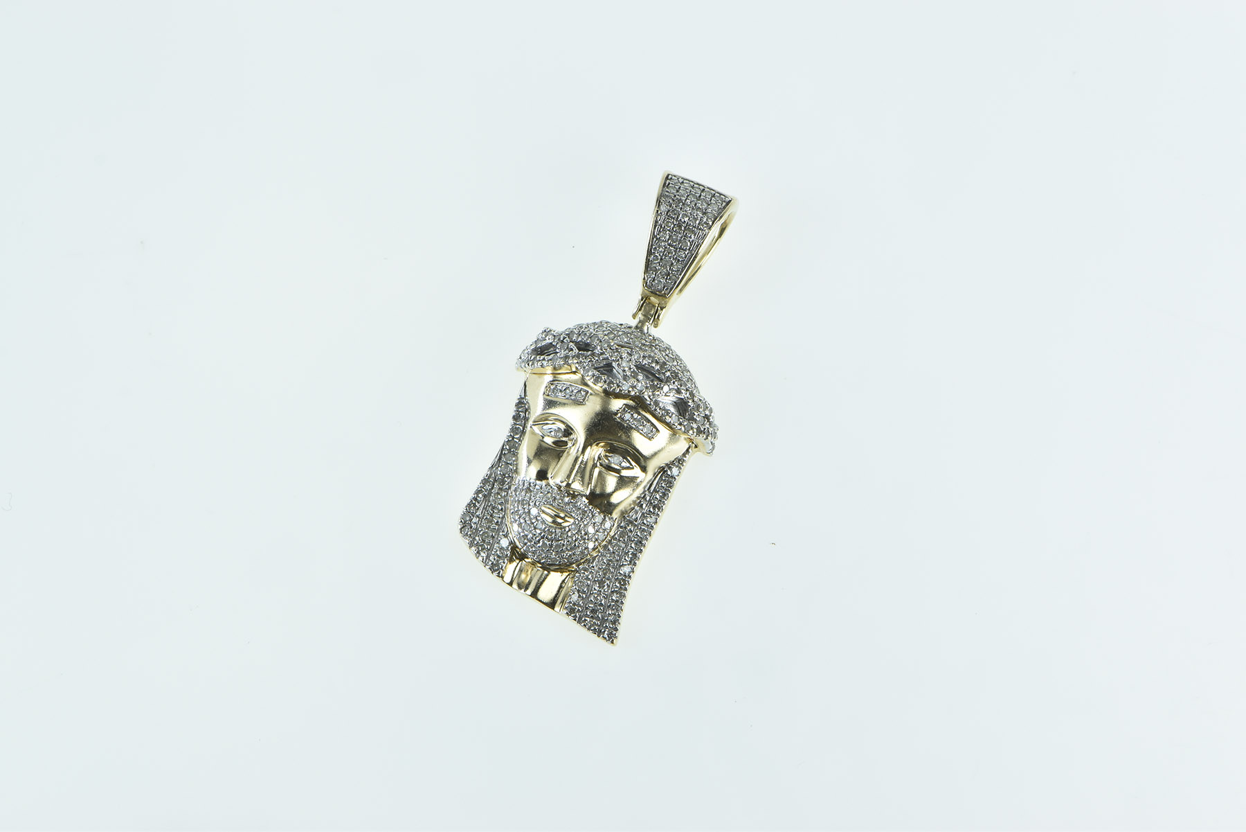 10K Diamond Jesus Christ Crown of Thorns Yellow Gold Pendant | Property ...