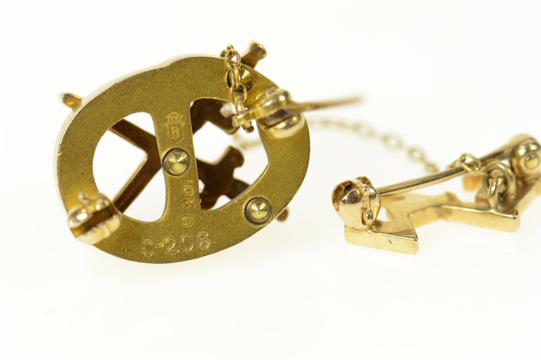 10K Epsilon Sigma Crossed Swords Serpent Lapel Yellow Gold Pin/Brooch ...