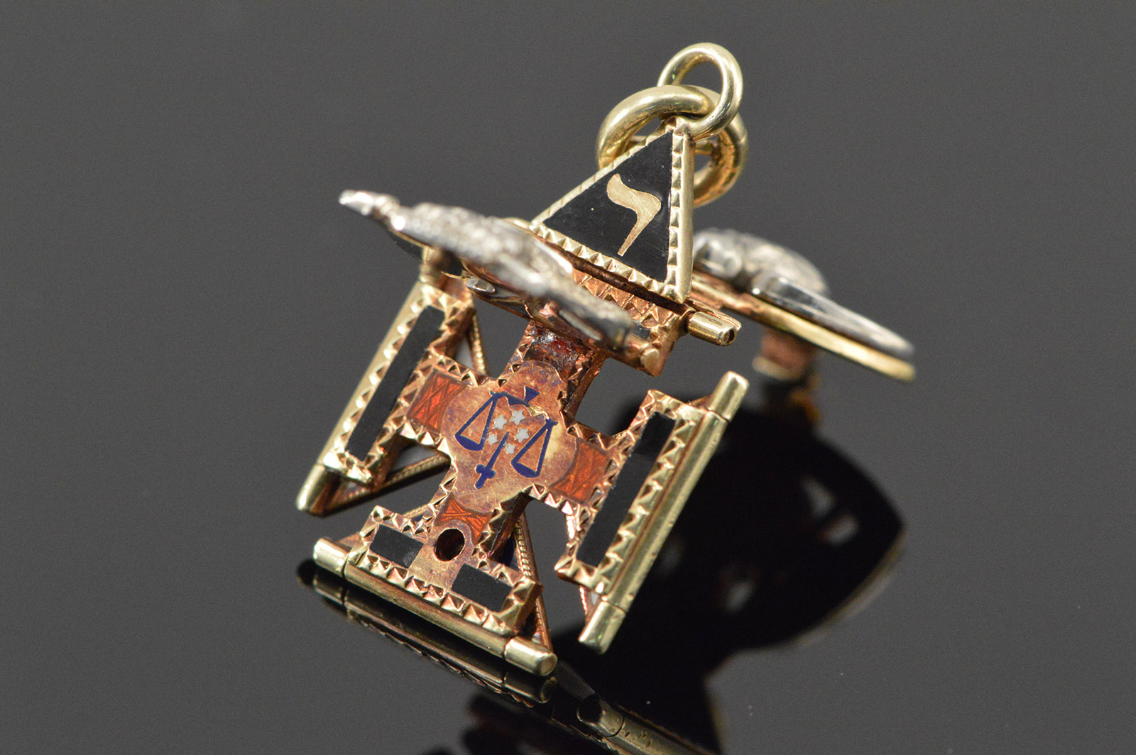 10K Expandable Mason Masonic Eagle Puzzle Yellow Gold Pendant ...