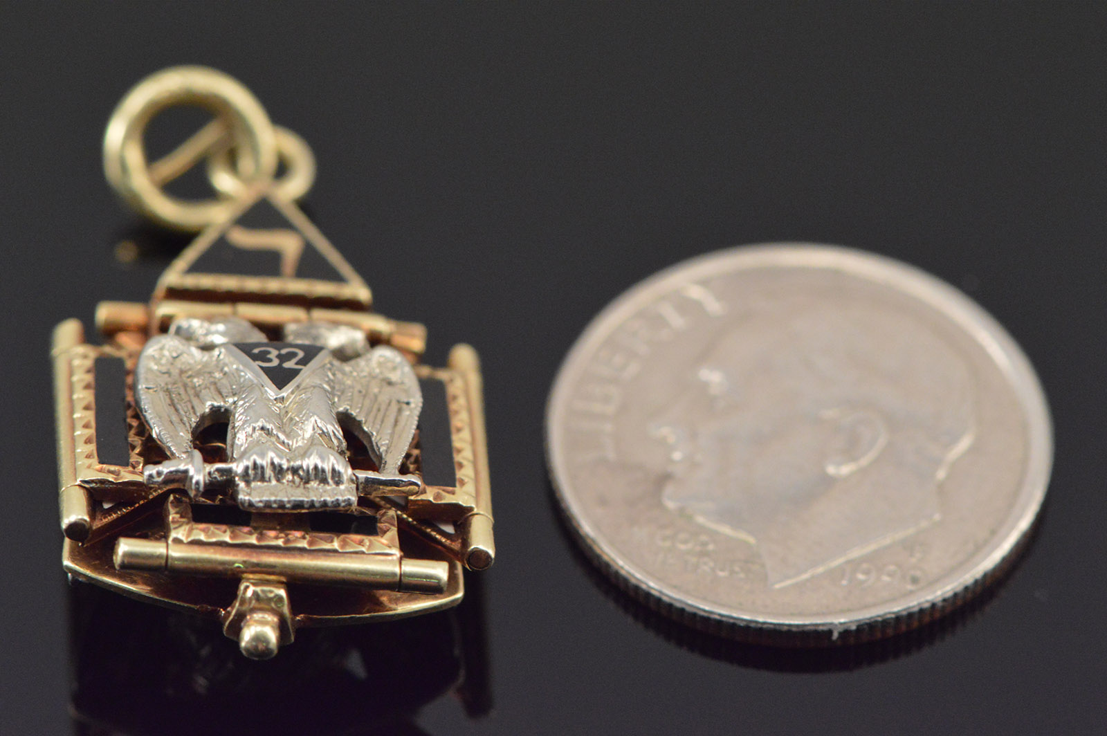 10K Expandable Mason Masonic Eagle Puzzle Yellow Gold Pendant ...