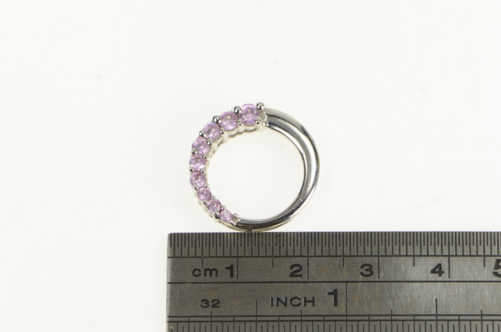10K Graduated Pink Topaz Round Circle Vintage White Gold Charm/Pendant ...