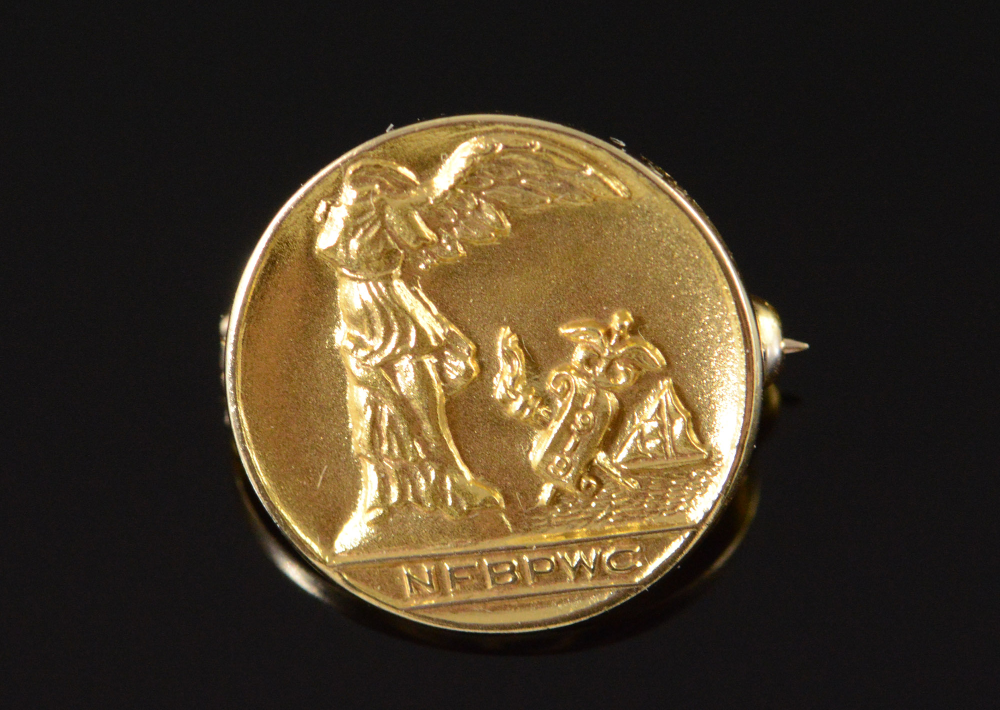 10K Greek Statue Bust Fraternity Sorority Circle Lapel Yellow Gold Pin ...