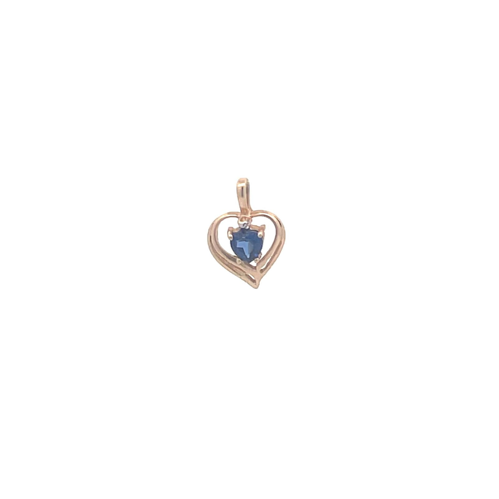 10K Heart Syn. Sapphire Vintage Love Yellow Gold Pendant | Property Room