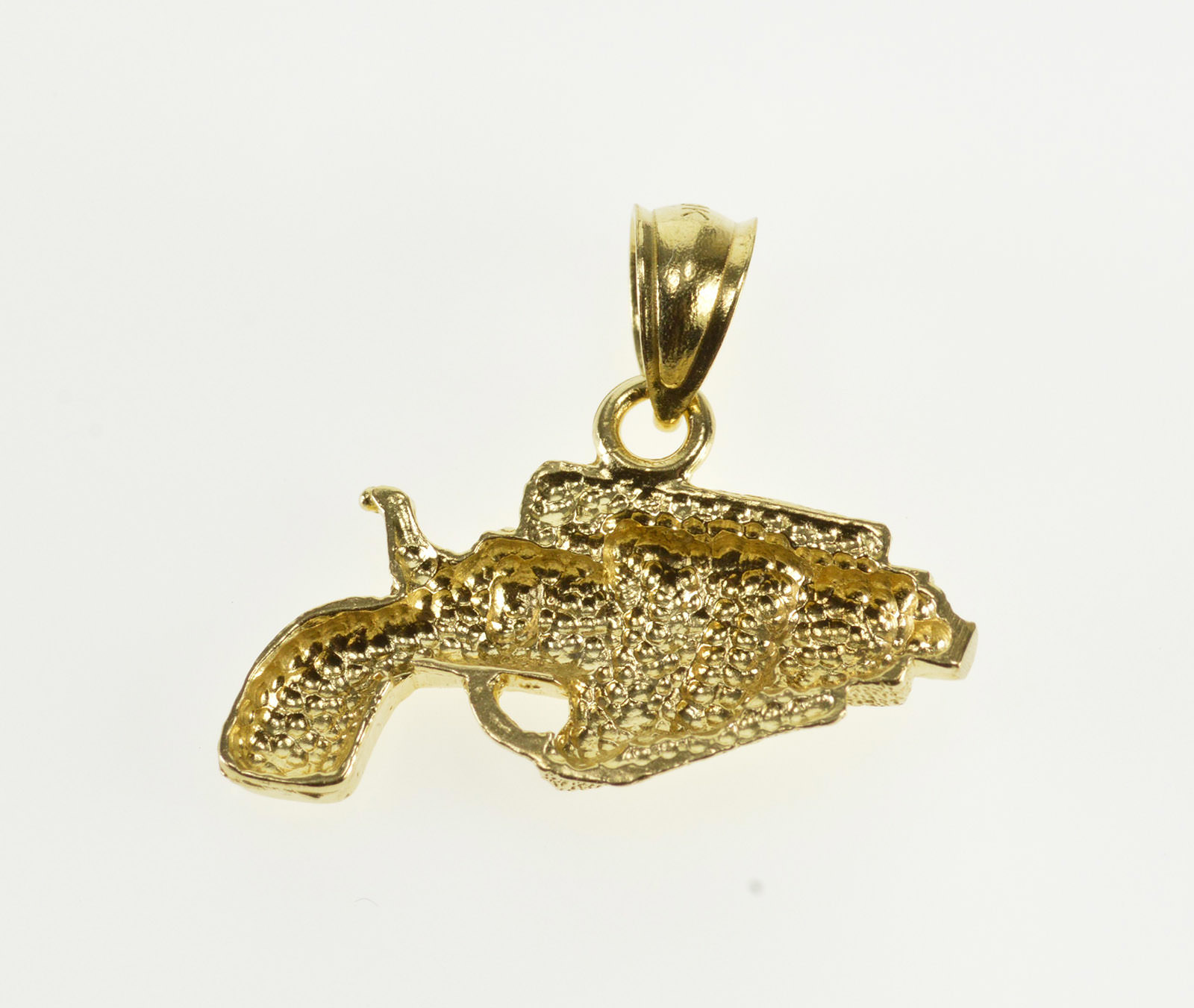 10K High Relief Stylized Holster Revolver Six Gun Yellow Gold Charm ...