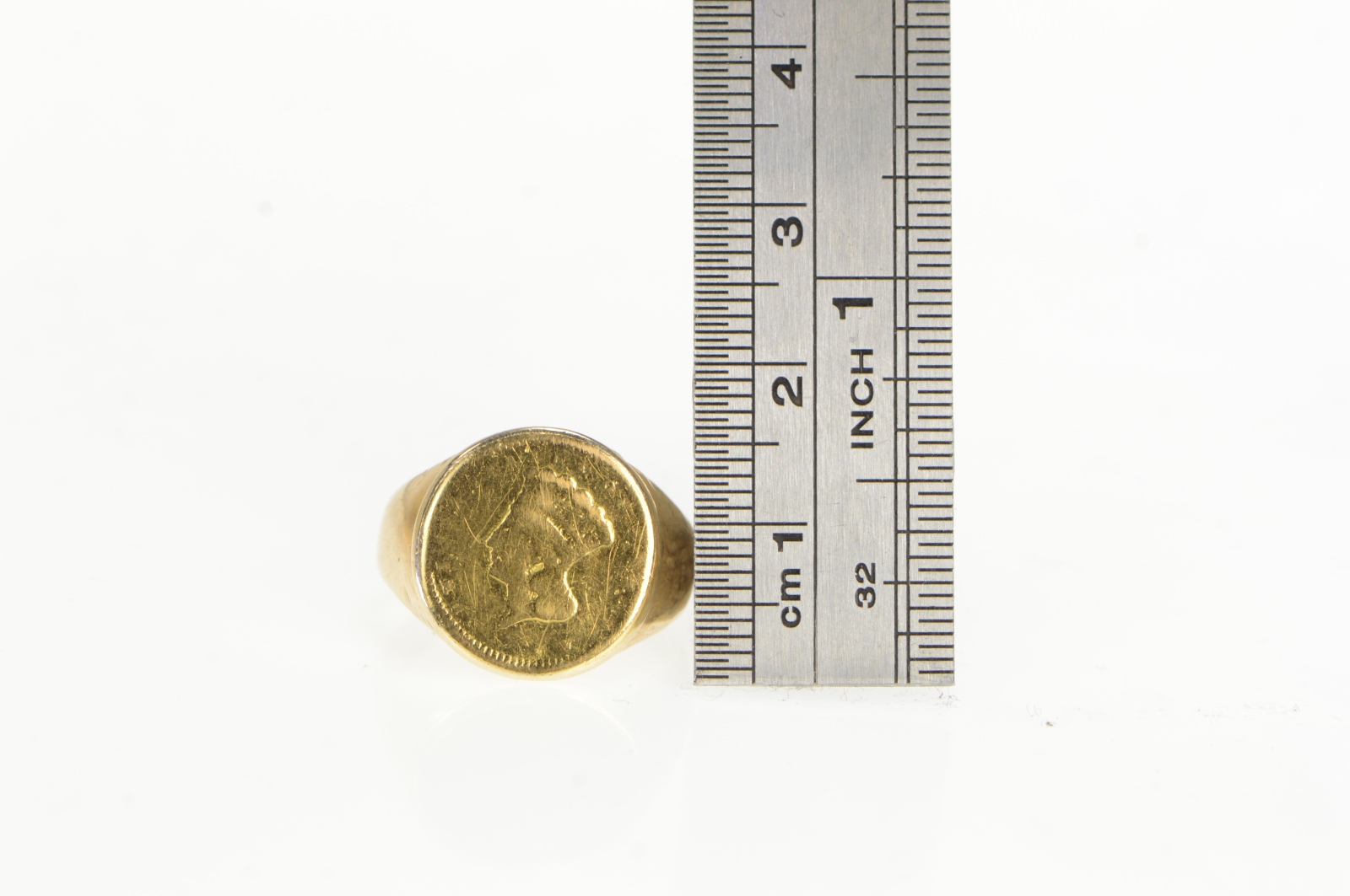 10K Indian Princess Head 1850's US Coin Yellow Gold Ring, Size 7.75 ...