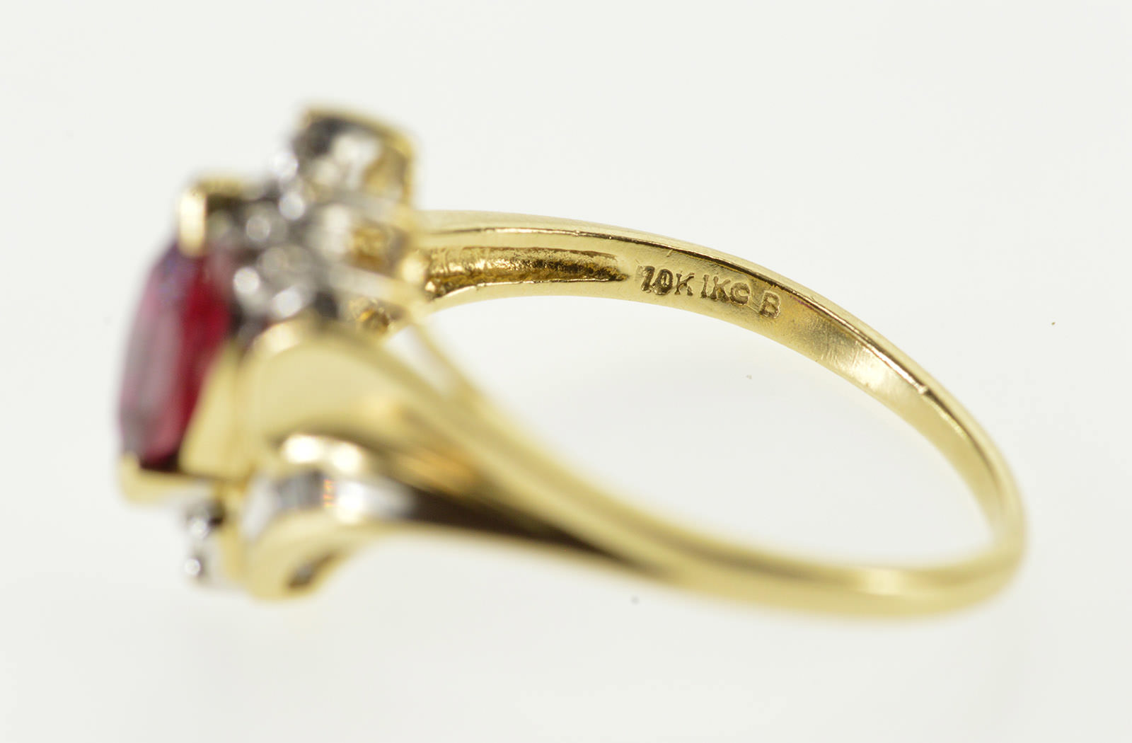 10K Marquise Ruby* Diamond Accent Freeform Yellow Gold Ring, Size 6.25 ...