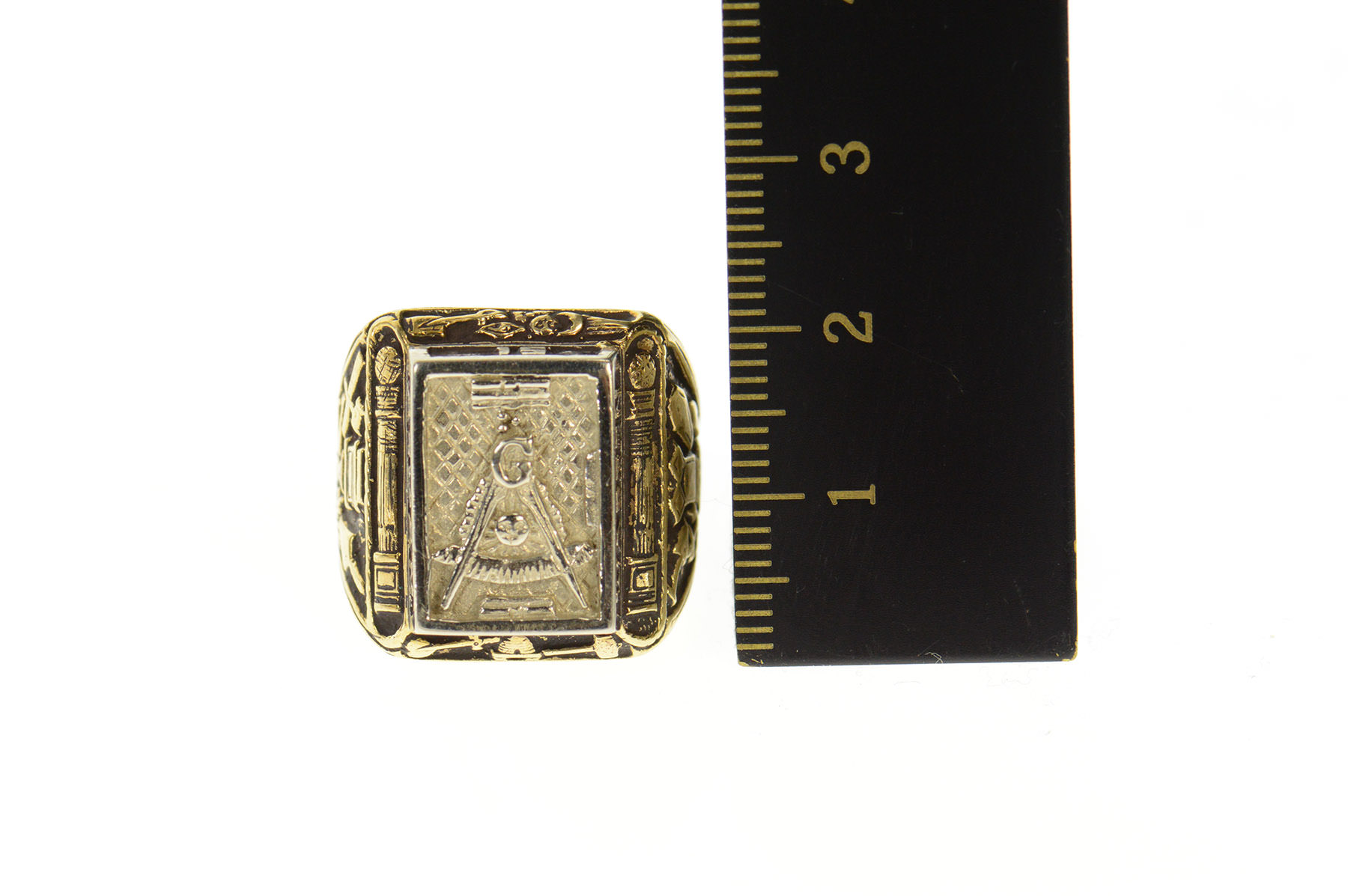 10K Masonic AF & AM Warren Ornate Signet Yellow Gold Ring, Size 8.75 ...