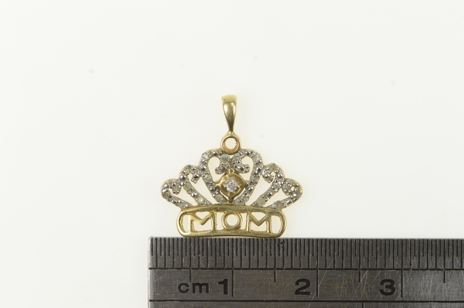 10K Mom Heart Crown Tiara Royalty Queen Yellow Gold Pendant | Property Room