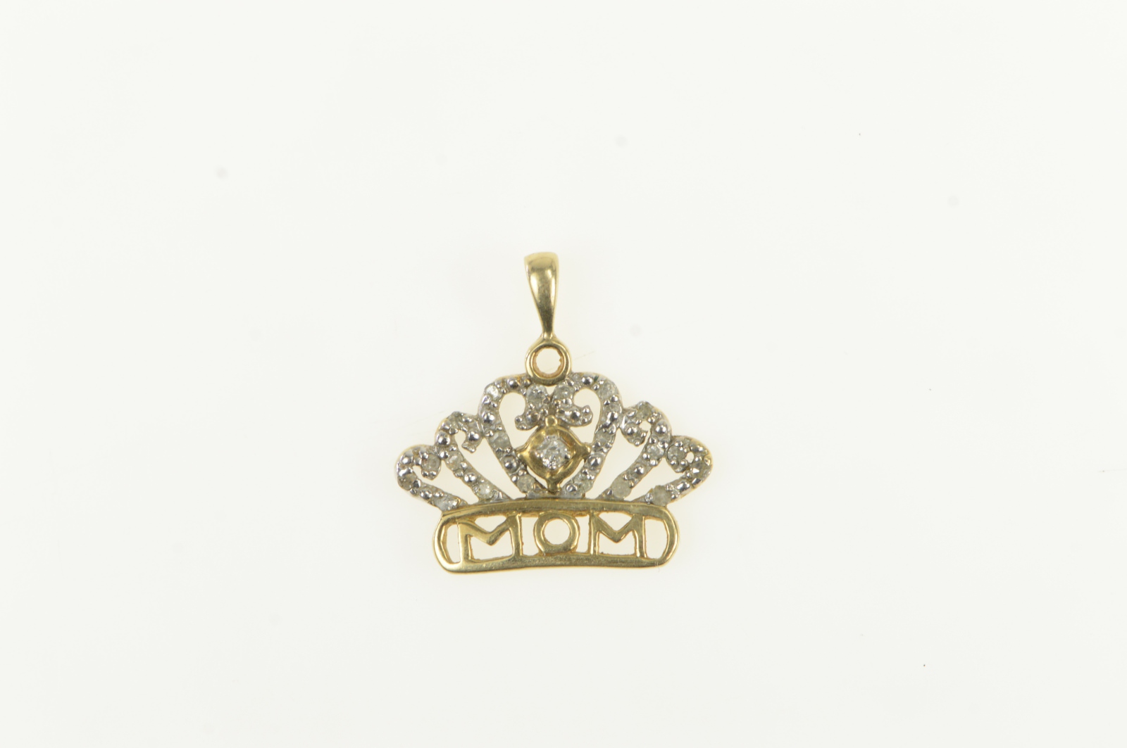 10K Mom Heart Crown Tiara Royalty Queen Yellow Gold Pendant | Property Room