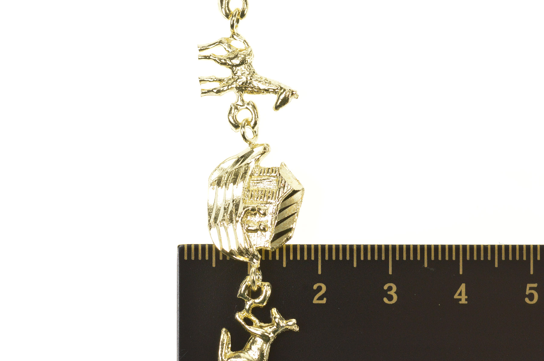 10K Noah's Ark Biblical Story Animal Motif Chain Yellow Gold Bracelet 7 ...