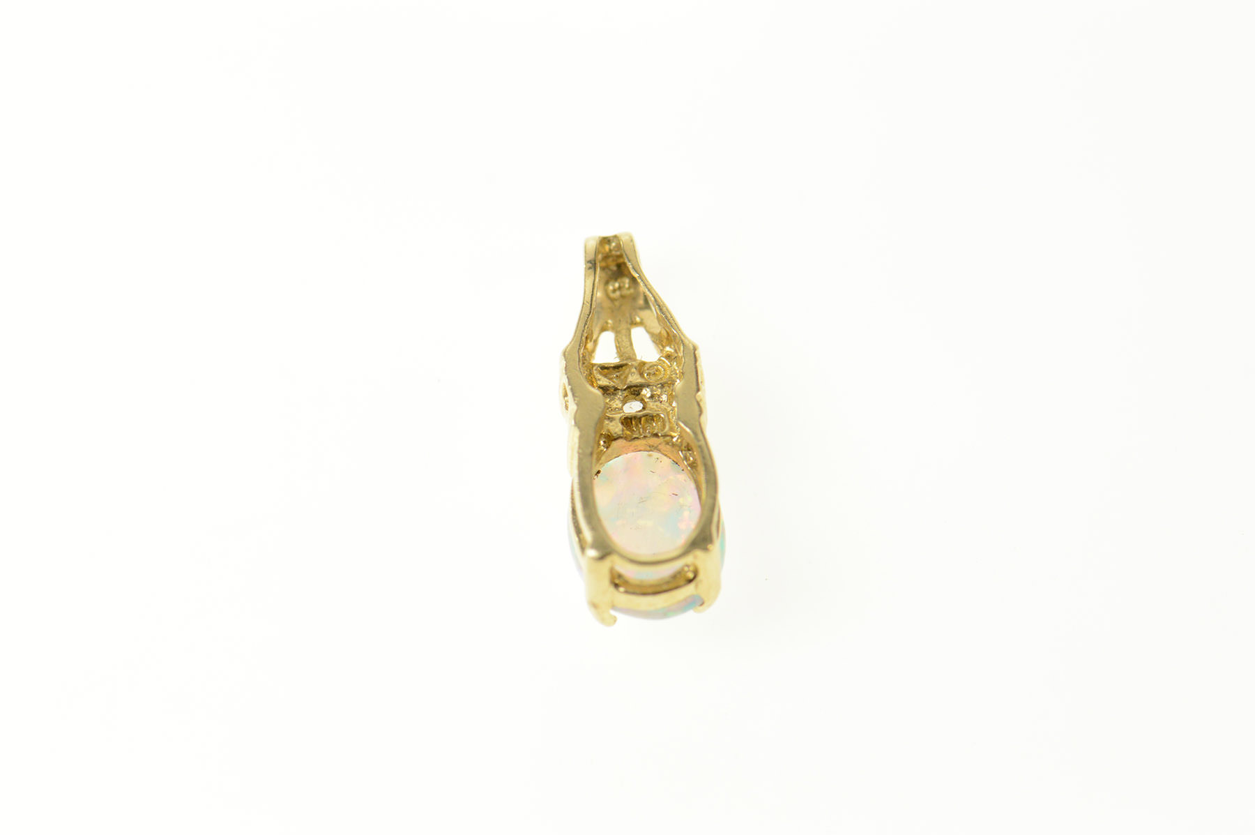 10K Oval Syn. Opal CZ Accent Statement Yellow Gold Pendant | Property Room