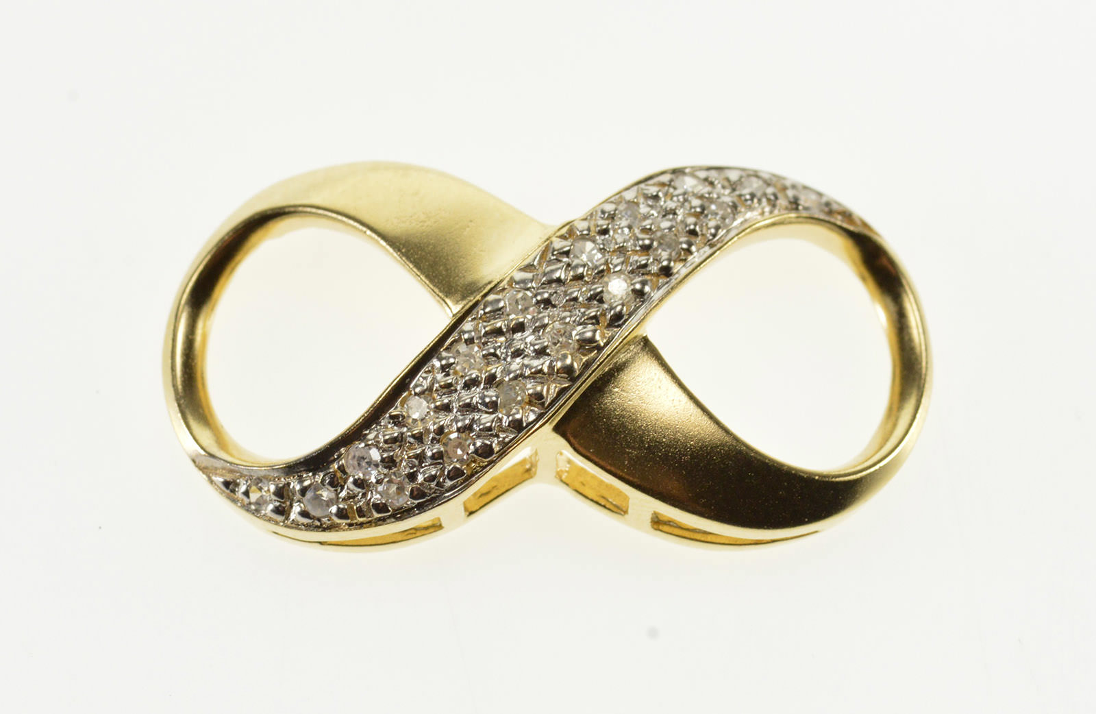 10K Pave Diamond Encrusted Infinity Symbol Yellow Gold Pendant ...