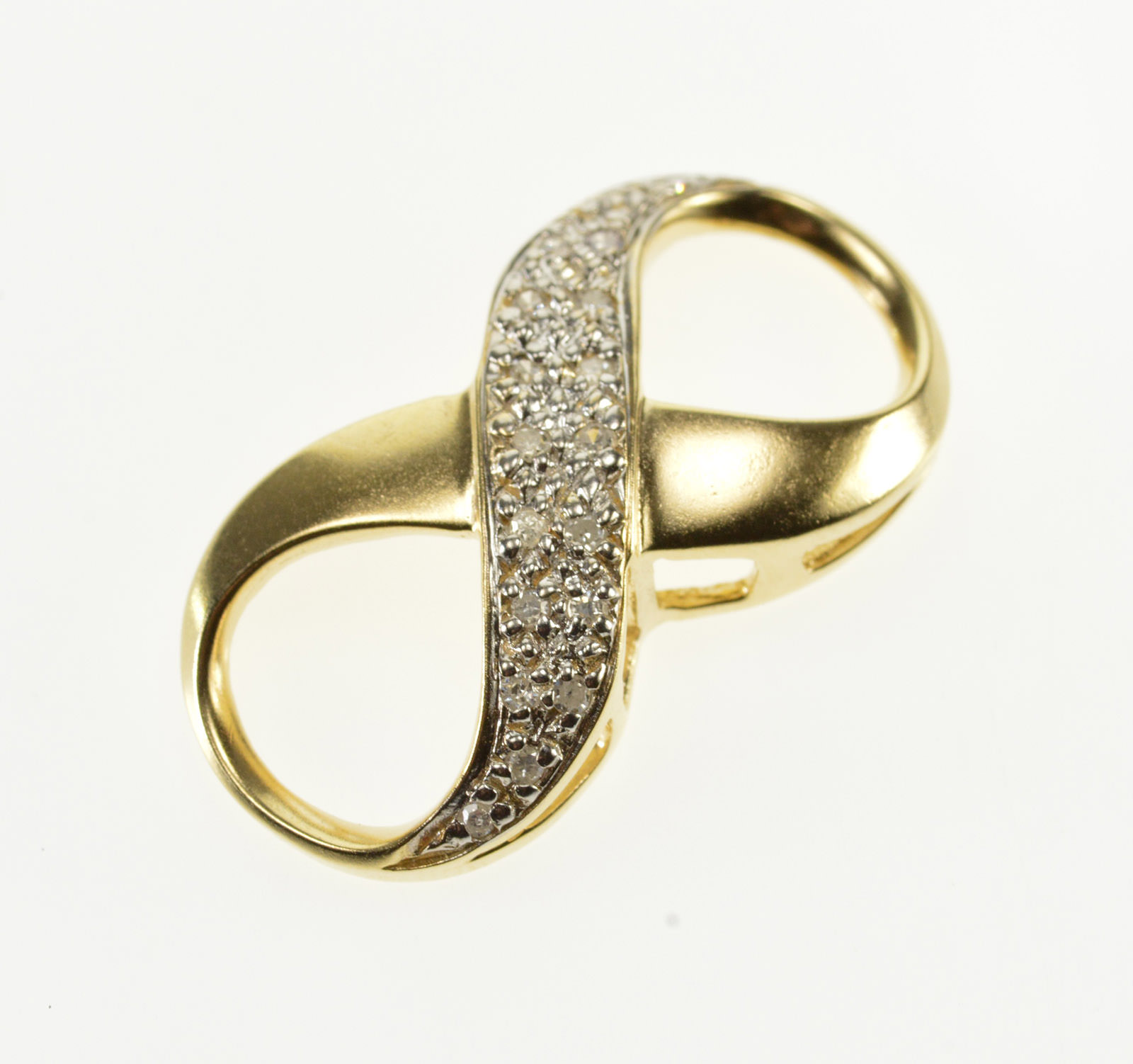 10K Pave Diamond Encrusted Infinity Symbol Yellow Gold Pendant ...
