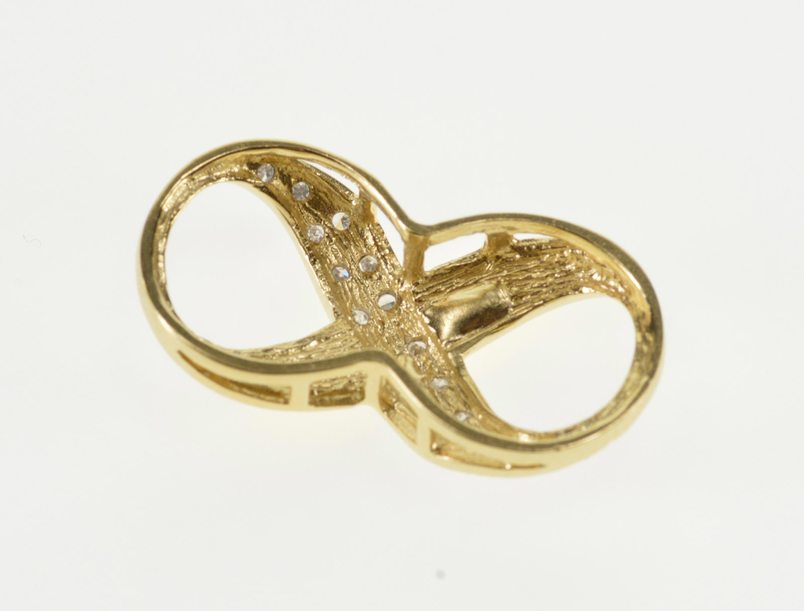 10K Pave Diamond Encrusted Infinity Symbol Yellow Gold Pendant ...