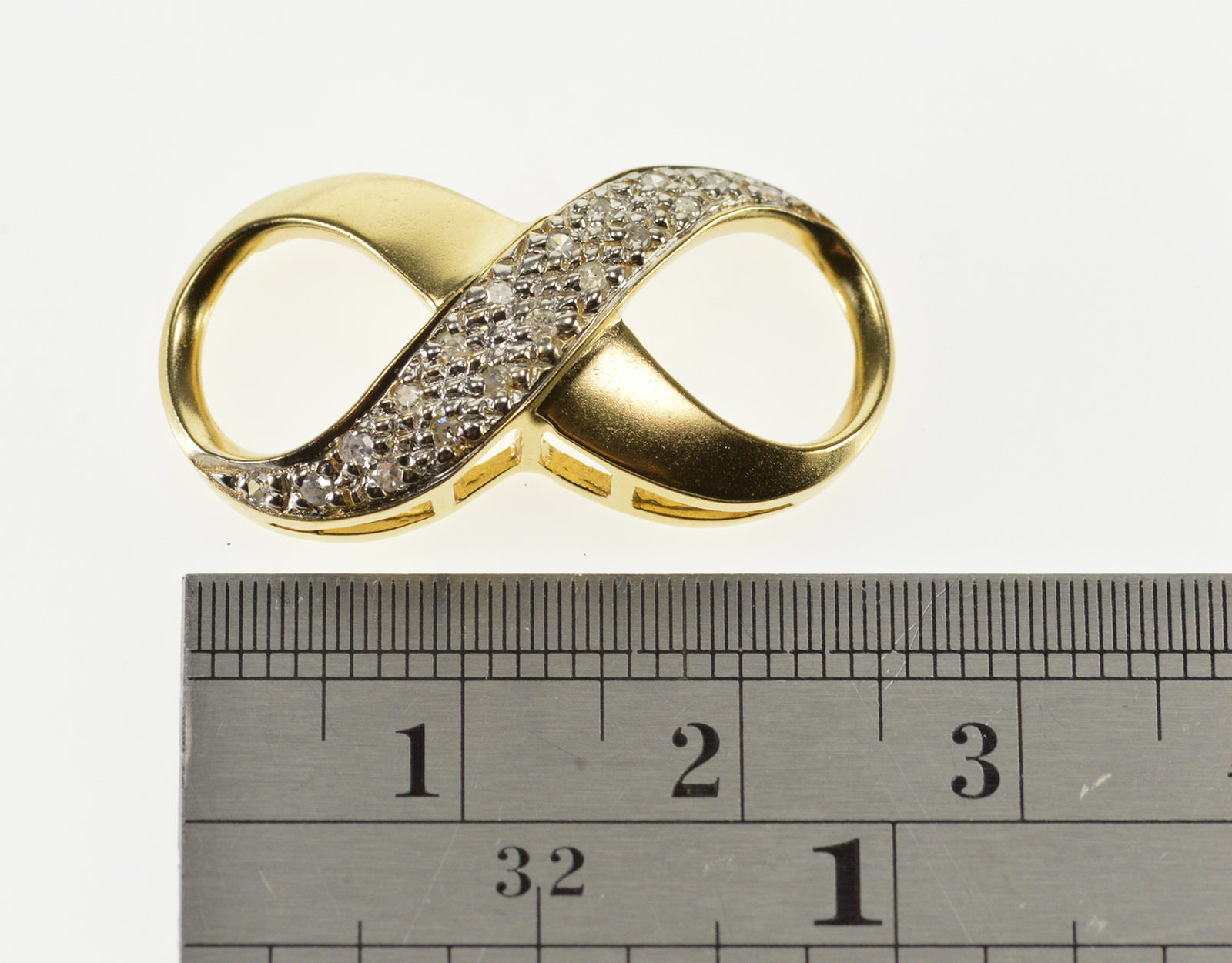 10K Pave Diamond Encrusted Infinity Symbol Yellow Gold Pendant ...