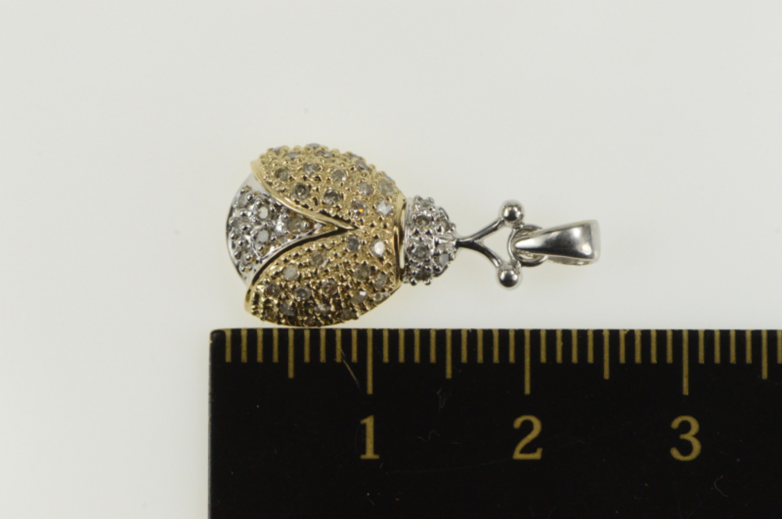 10K Pave Diamond Encrusted Lady Bug Beetle White Gold Charm/Pendant ...