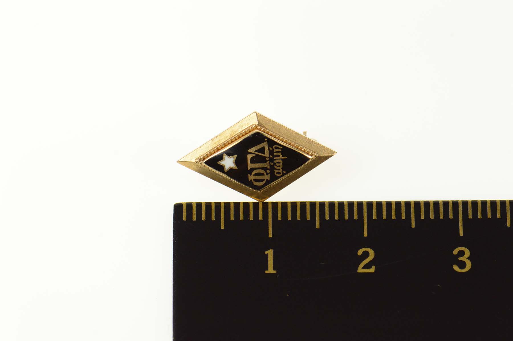 10K Phi Gamma Delta Enamel Greek Lapel Yellow Gold Pin/Brooch | Property Room