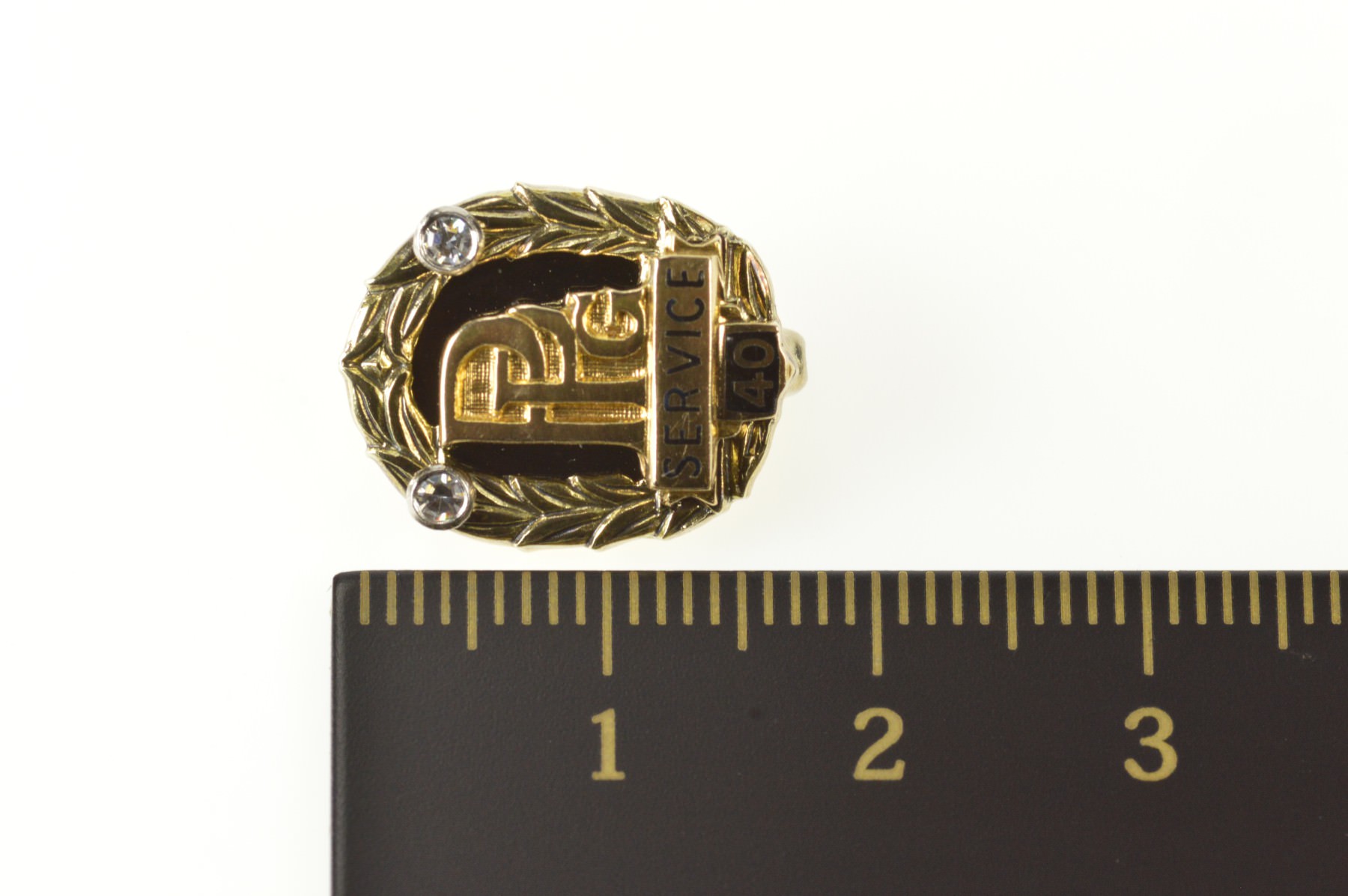 10K PPG 40 Years Service Diamond Ornate Lapel Yellow Gold Pin/Brooch ...
