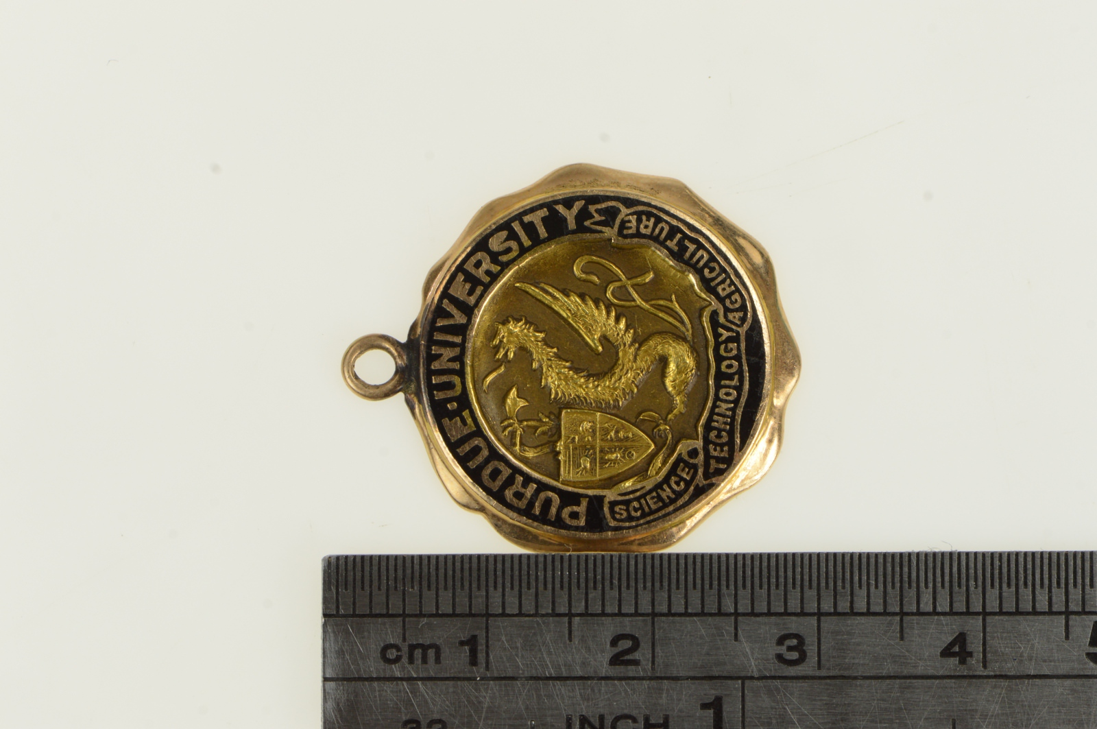 10K Purdue University Enamel Vintage Glass Yellow Gold Charm/Pendant ...