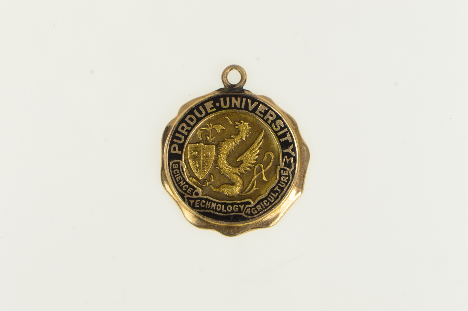 10K Purdue University Enamel Vintage Glass Yellow Gold Charm/Pendant ...