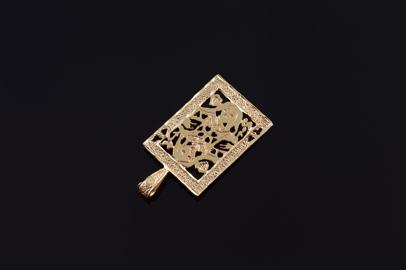 10K Queen of Hearts Playing Card Filigree Yellow Gold Charm/Pendant ...