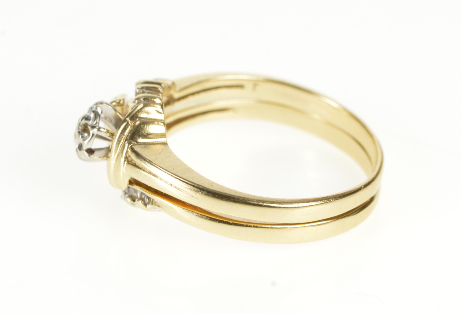 10K Retro Diamond Bypass Bridal Set Engagement Yellow Gold Ring, Size 7 ...