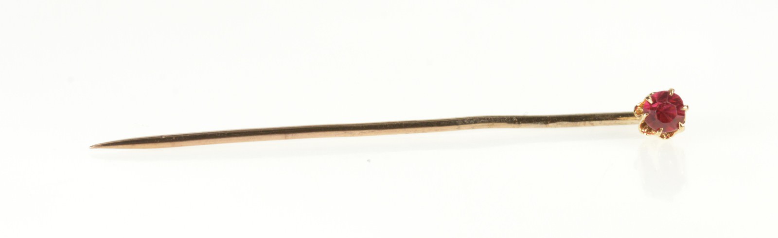10K Round Syn. Ruby Solitaire Victorian Yellow Gold Stick Pin ...