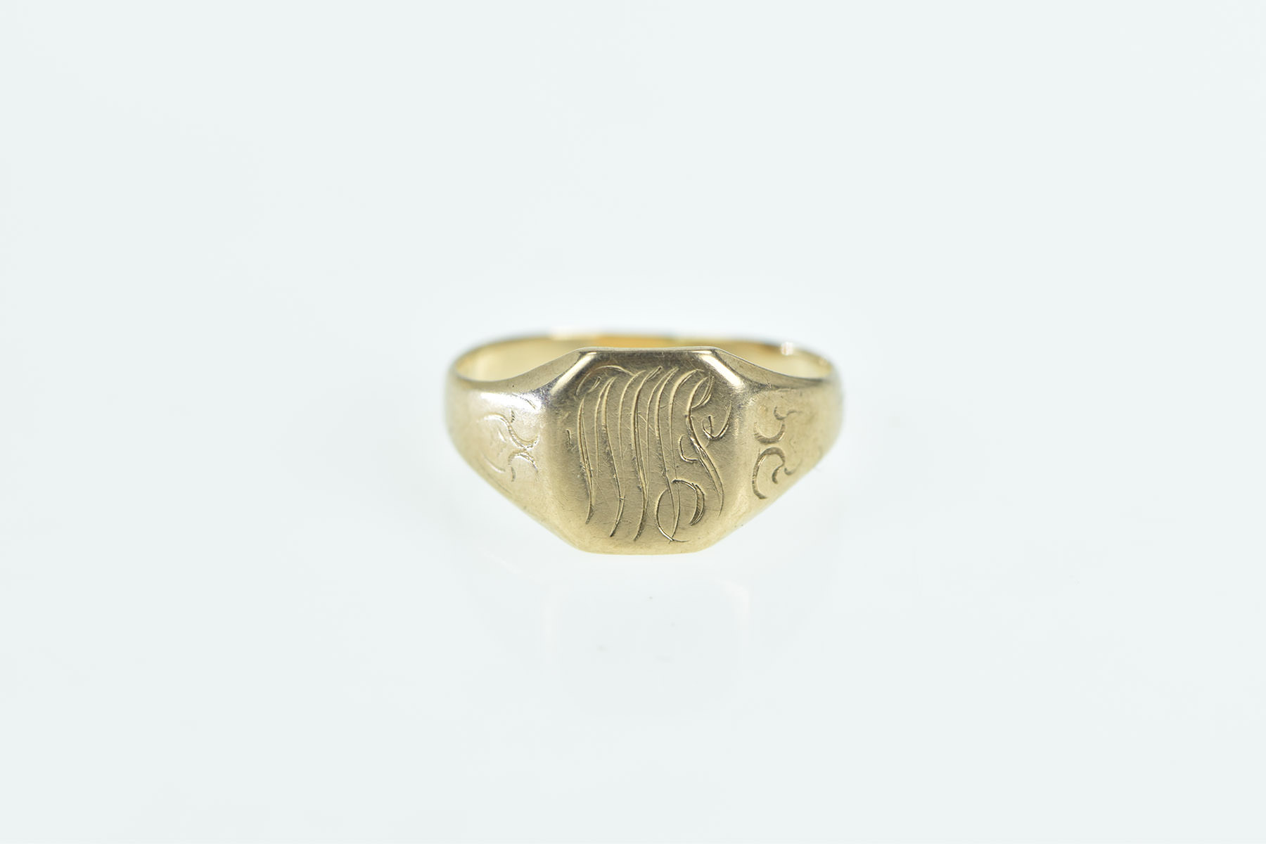 10K S M M Monogram Cursive Letter Name Yellow Gold Ring, Size 3 ...