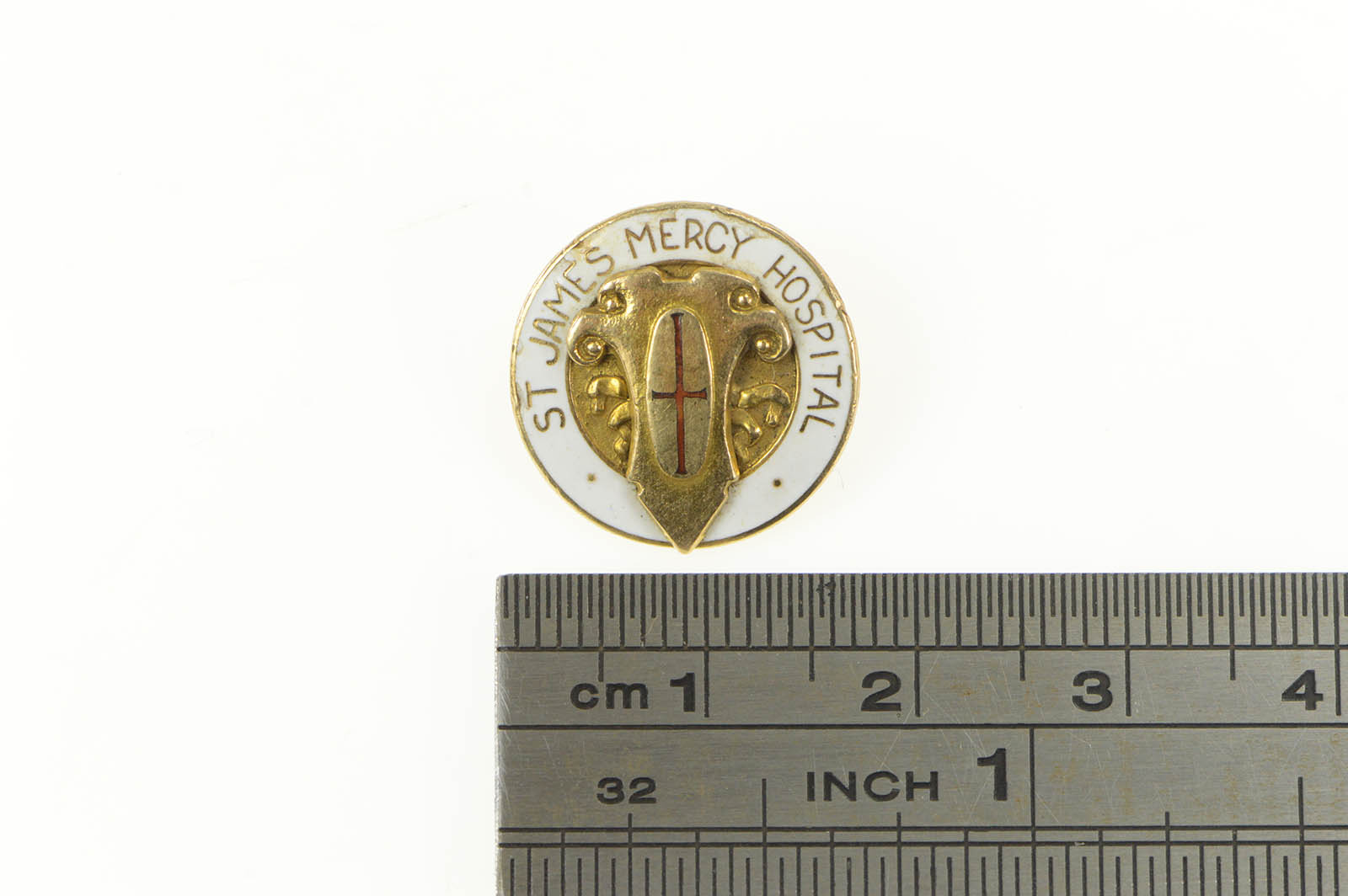10K Saint James Mercy Hospital Enamel Lapel Yellow Gold Pin/Brooch ...