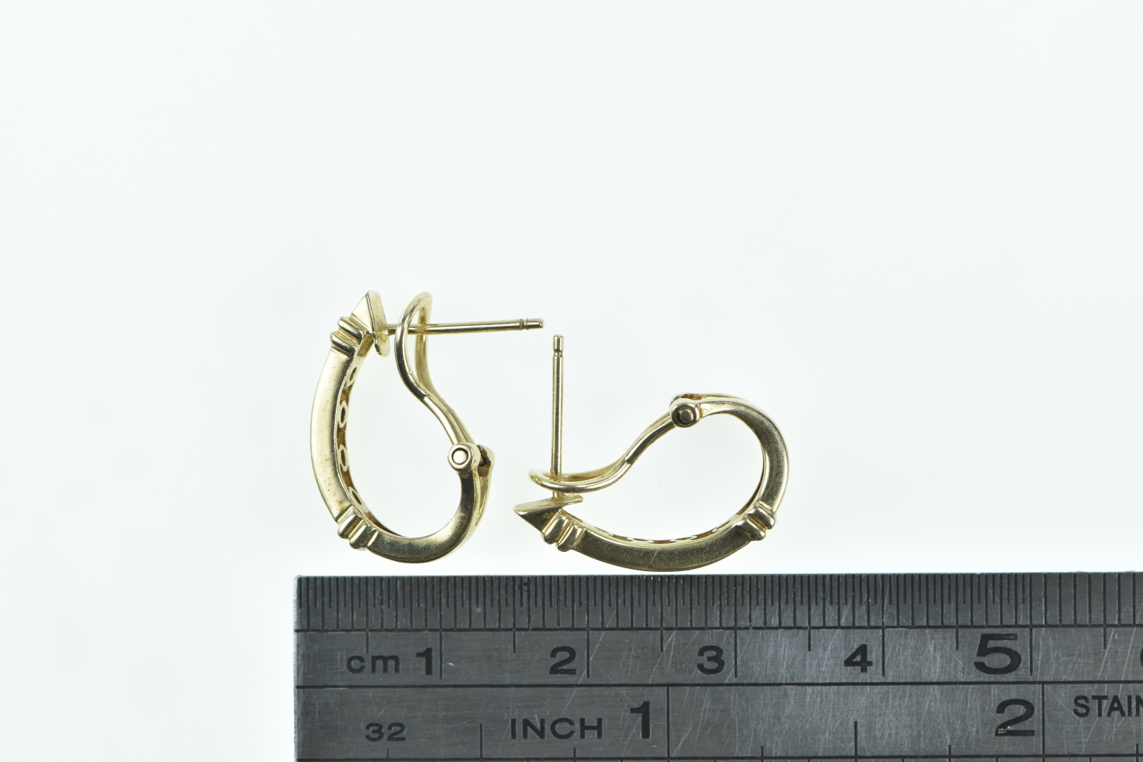 10K Sapphire & Diamond French Clip Bar Yellow Gold Earrings | Property Room