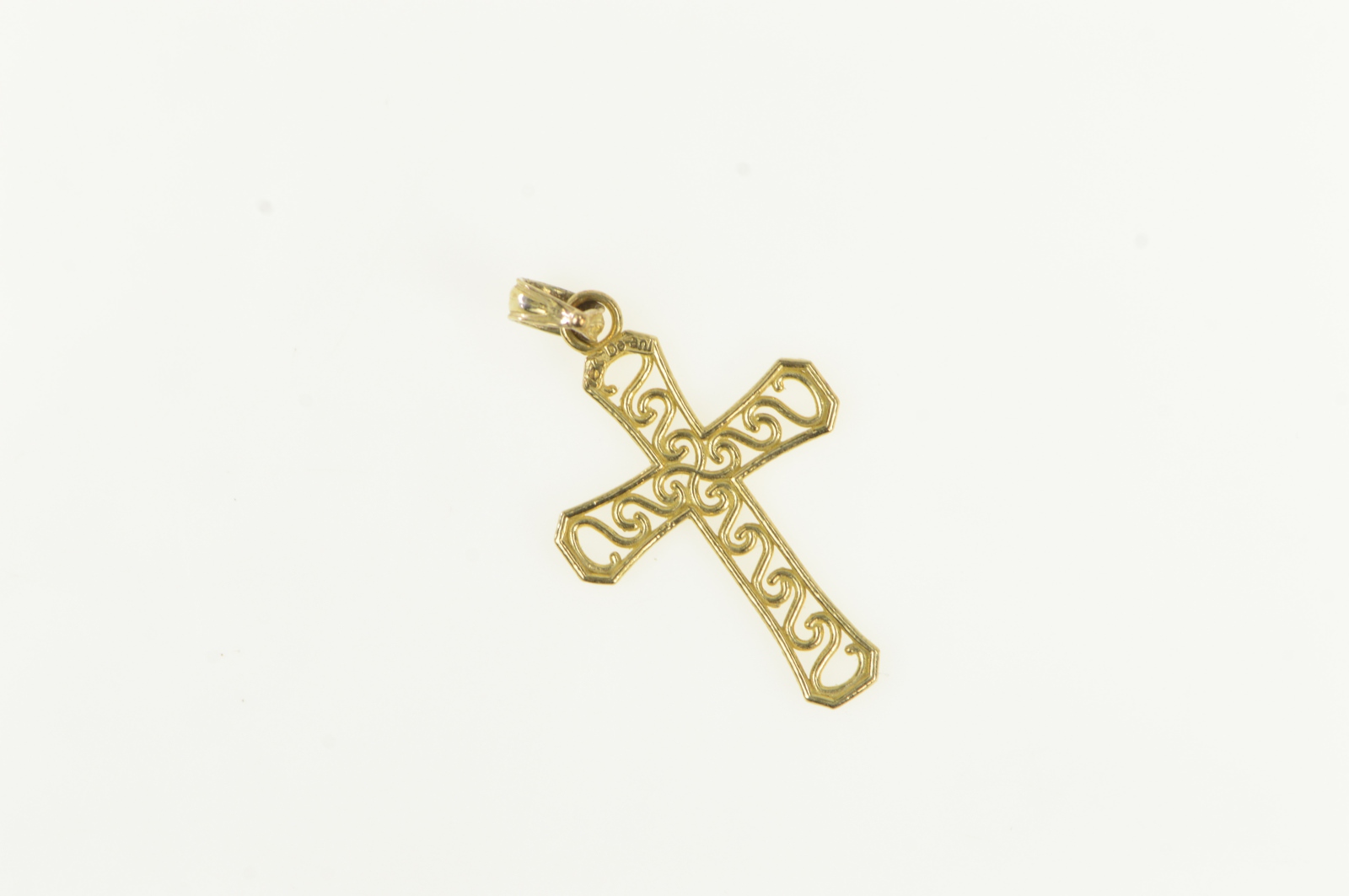 10K Scroll Filigree Cross Christian Faith Yellow Gold Charm/Pendant ...