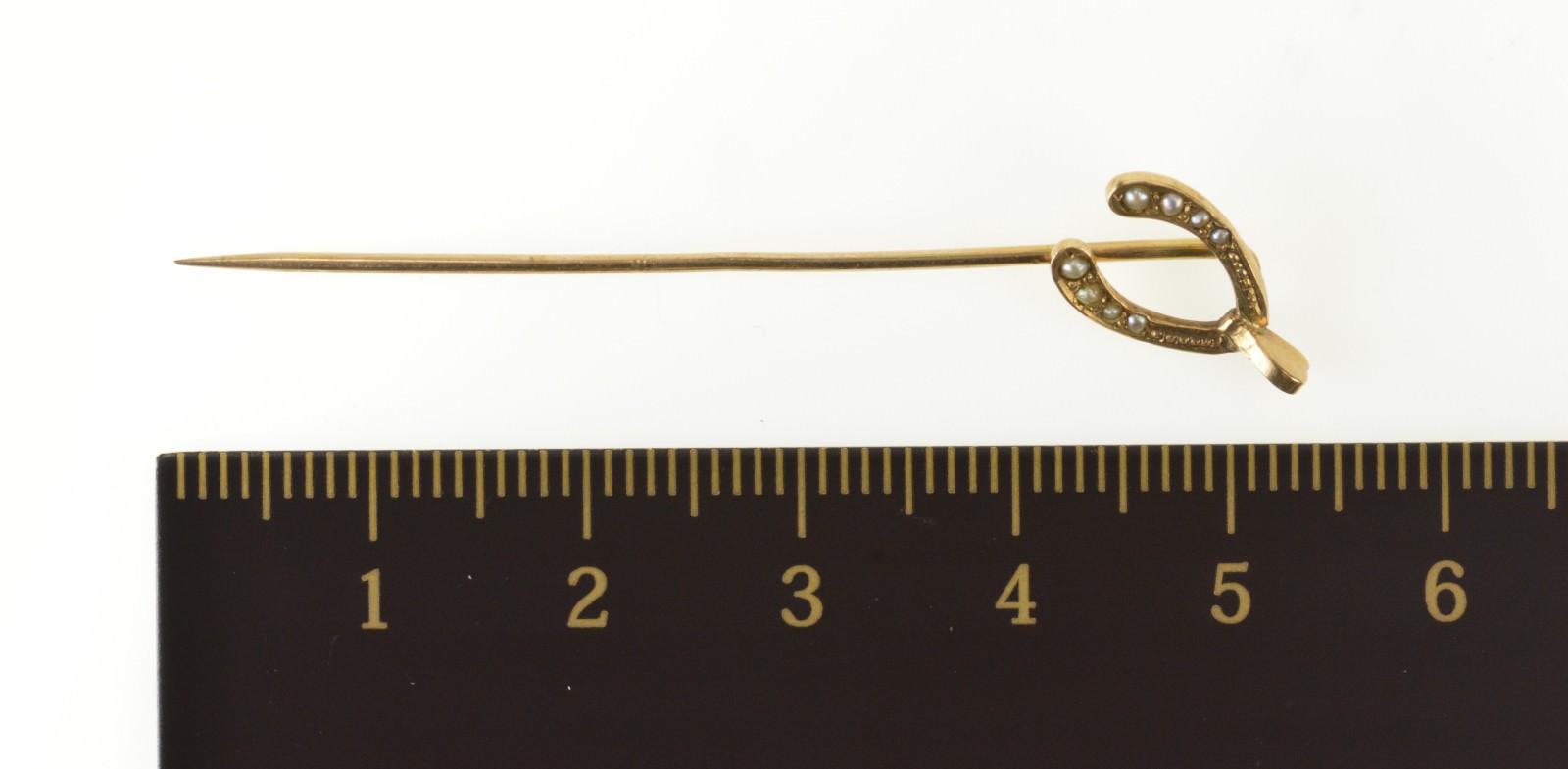10K Seed Pearl Victorian Wish Bone Lucky Yellow Gold Stick Pin ...