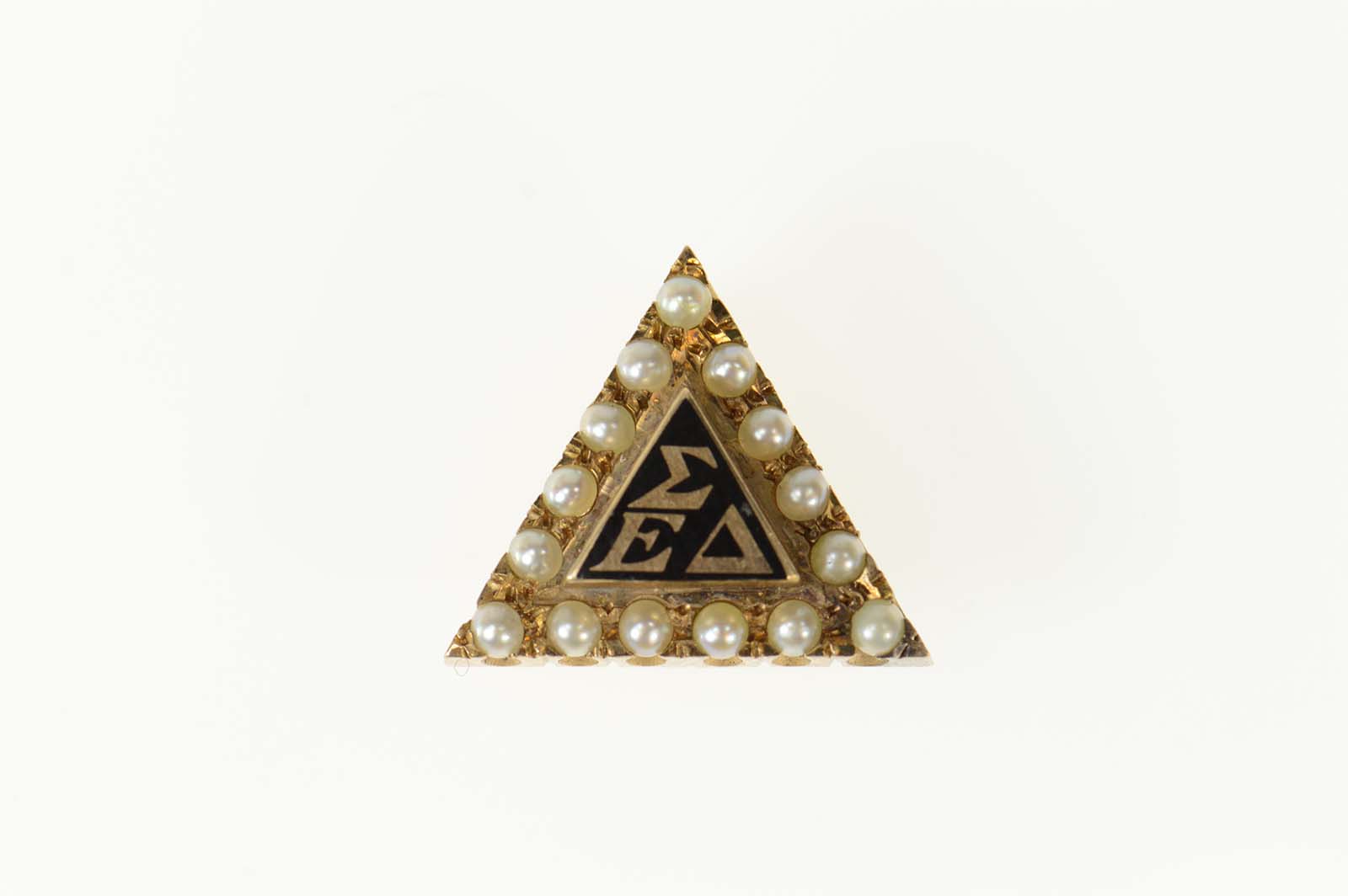 10K Sigma Epsilon Delta Seed Pearl Lapel Yellow Gold Pin/Brooch ...